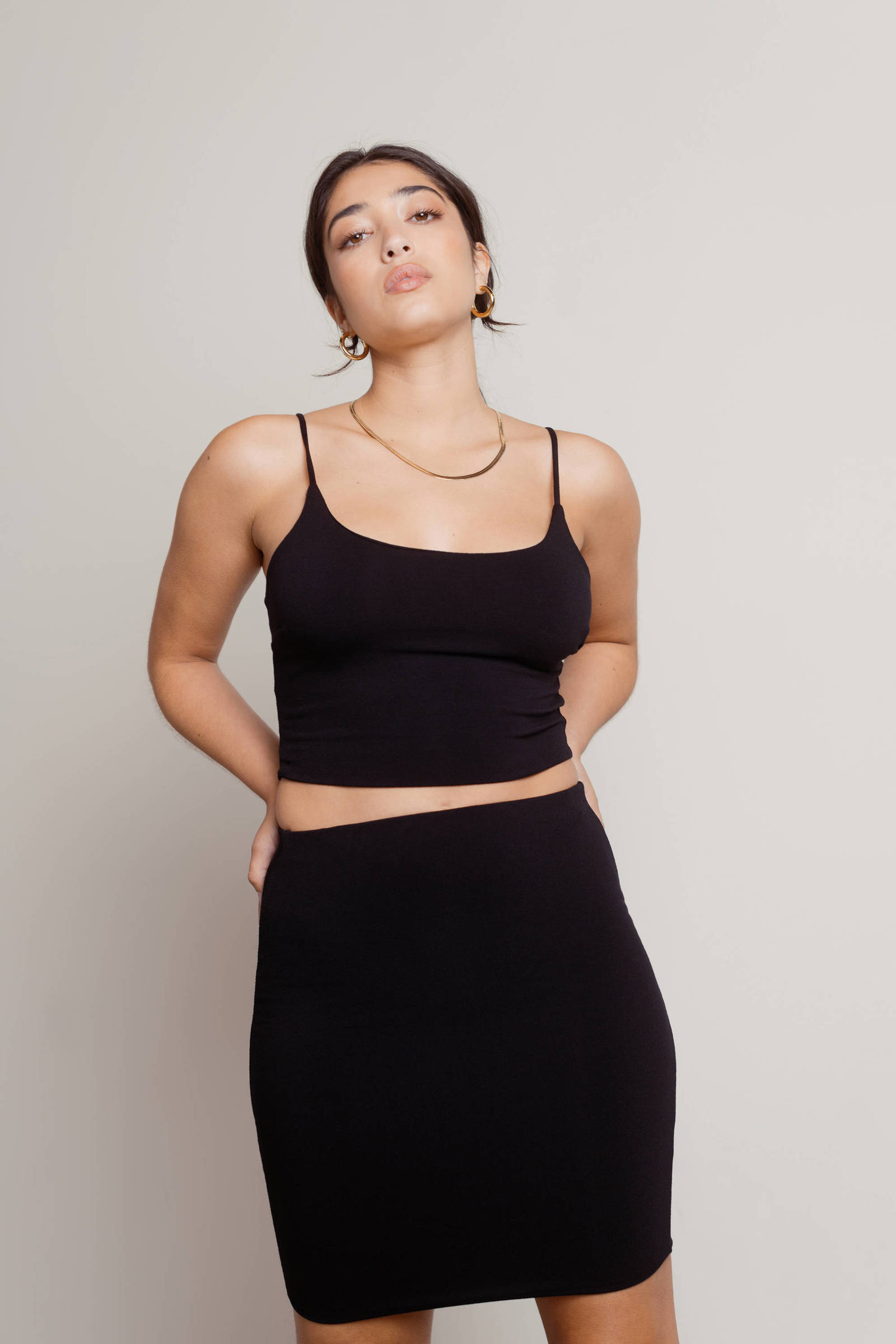 White 2 Piece Set - White Bodycon Skirt - White Cami Top