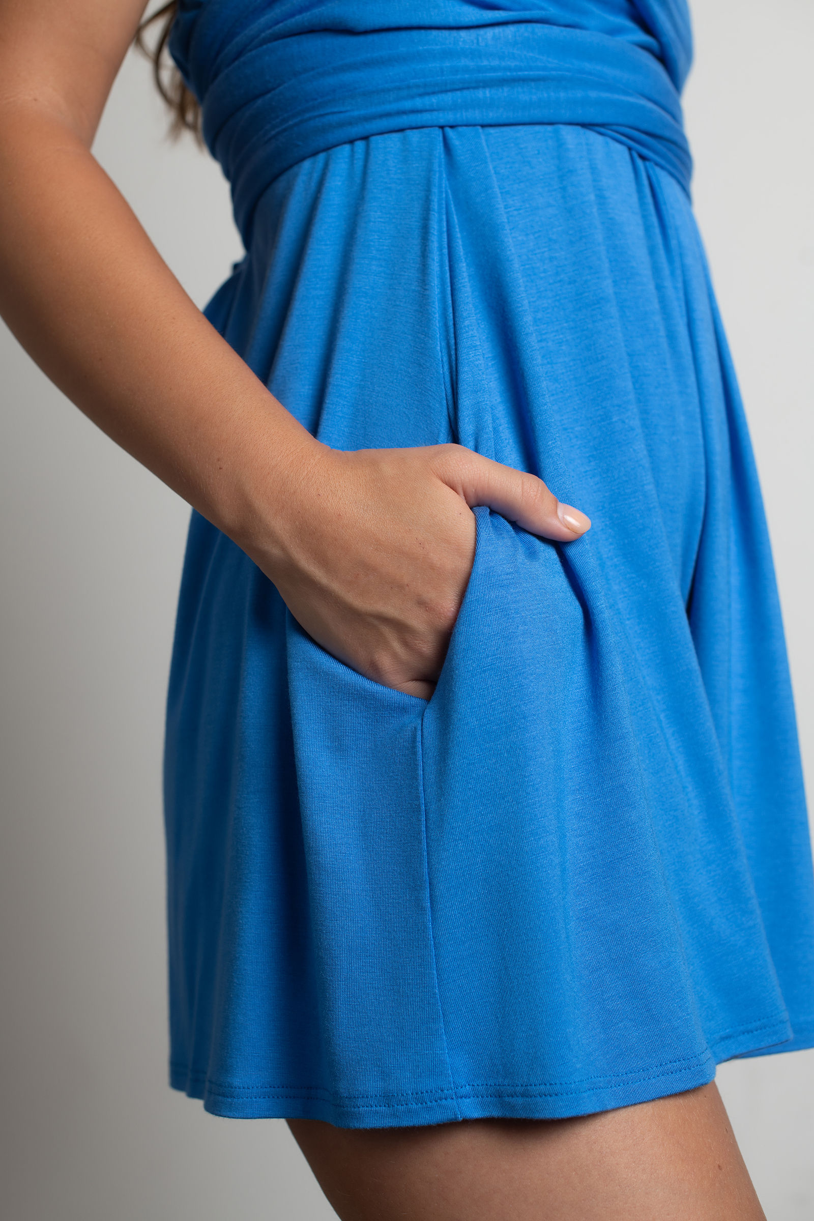 Blue Strapless Romper - Convertible Tie Romper - Blue Wrap Tie Romper