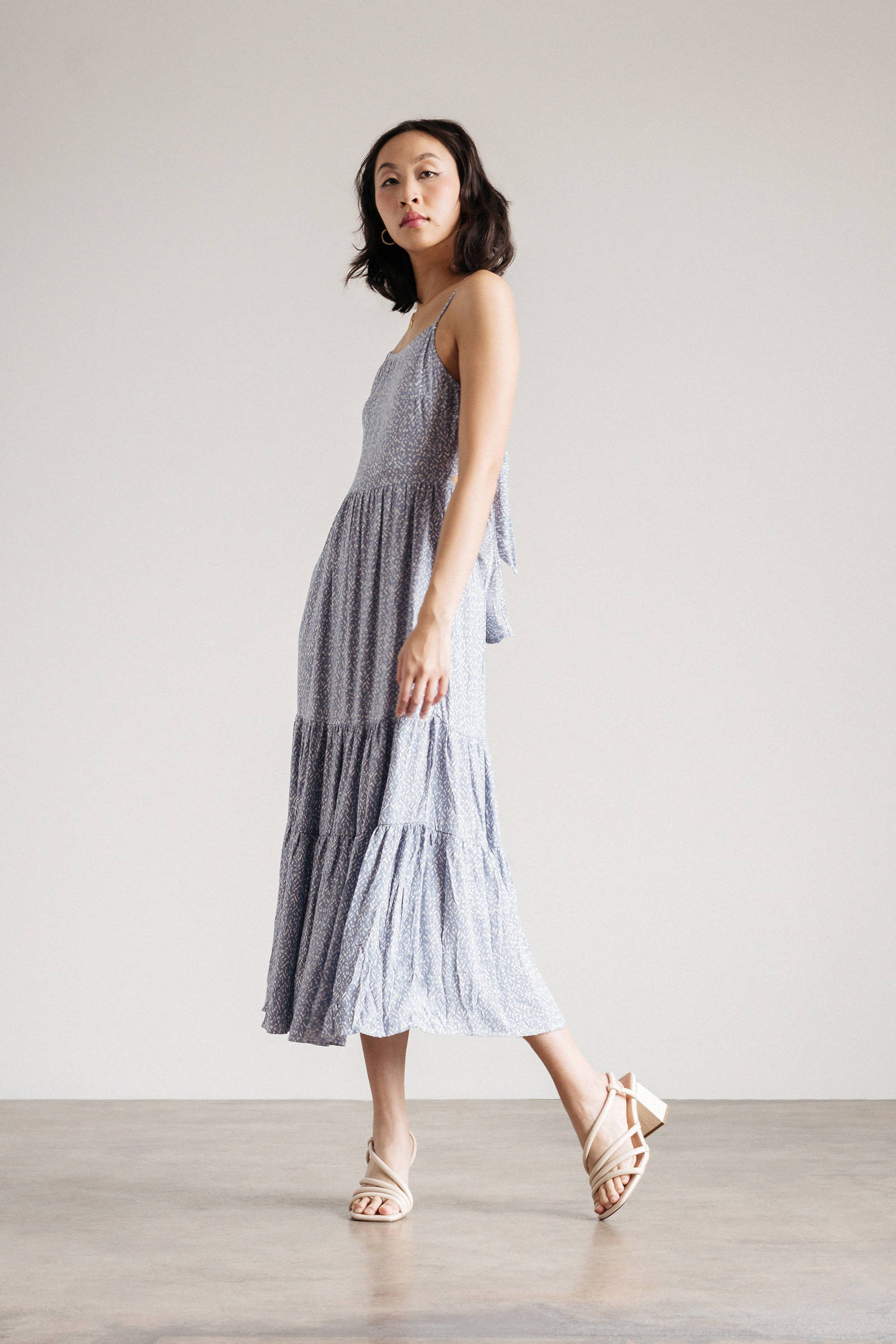 Swing By Floral Tiered Midi Dress - Blue - $28 | Tobi US