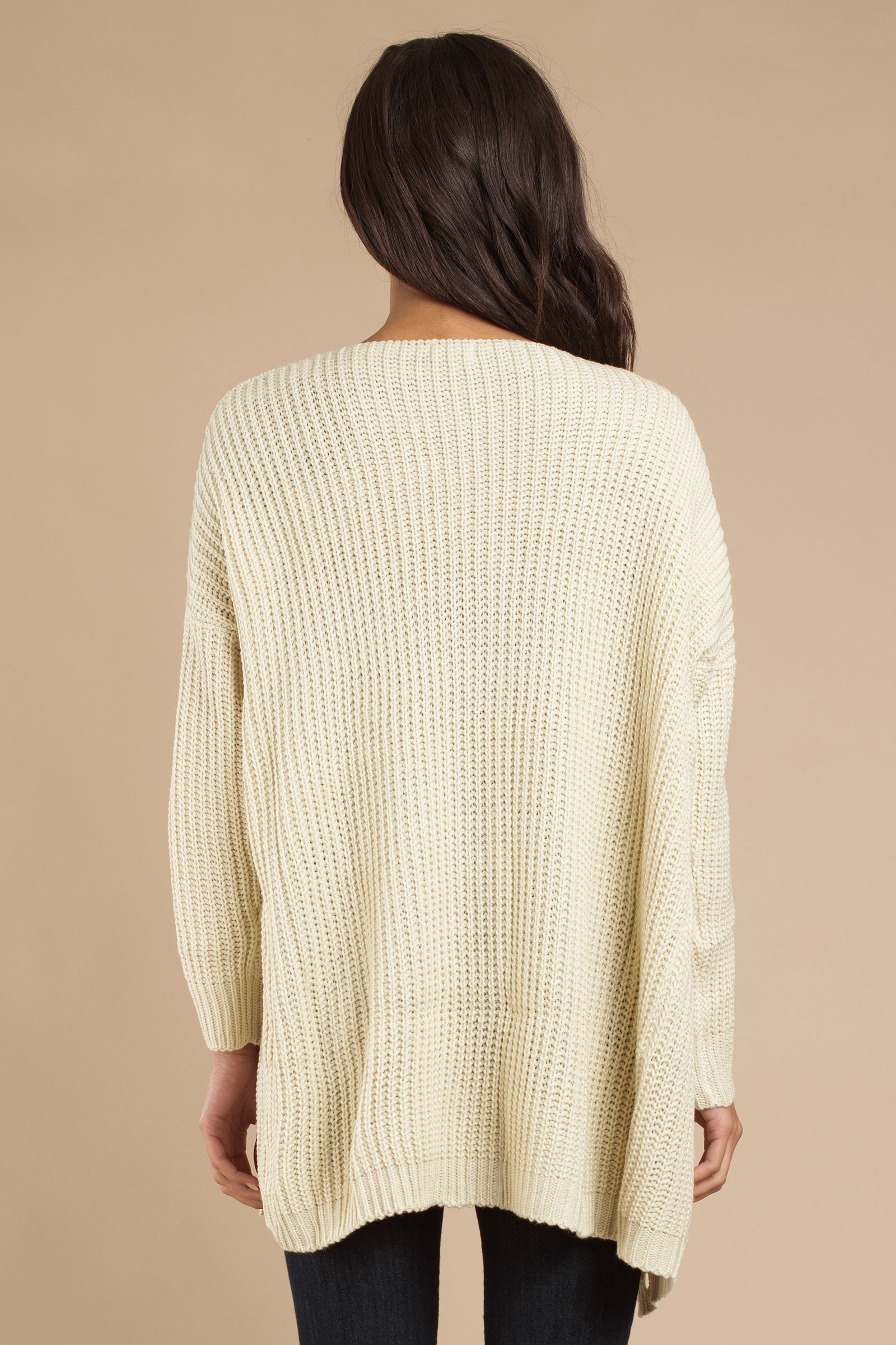 Trendy Cream Cardigan - Knitted Cardigan - Cream Cardigan