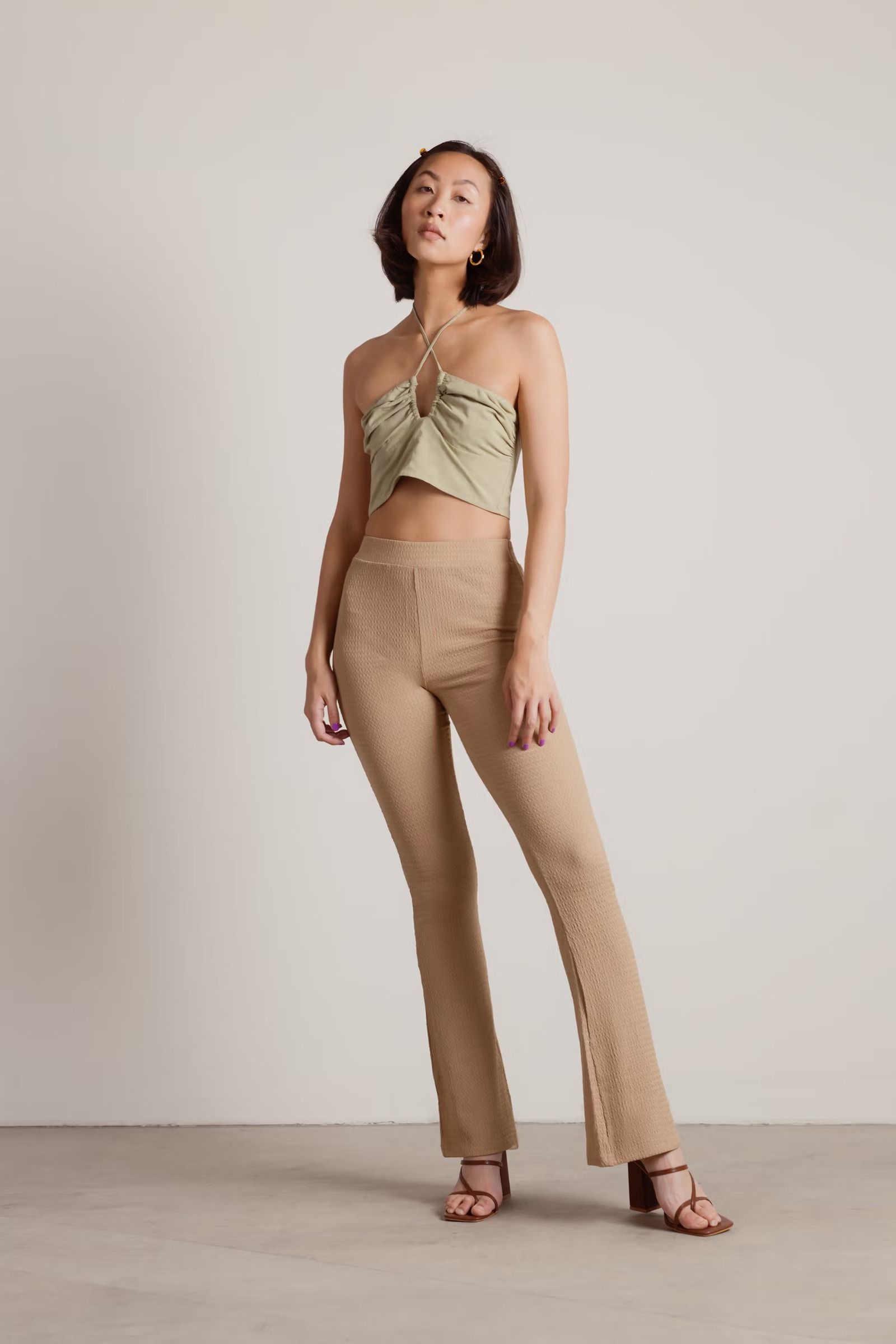 White Crop Top - Ribbed Halter Crop Top - Front Tie Keyhole Tube Crop Top