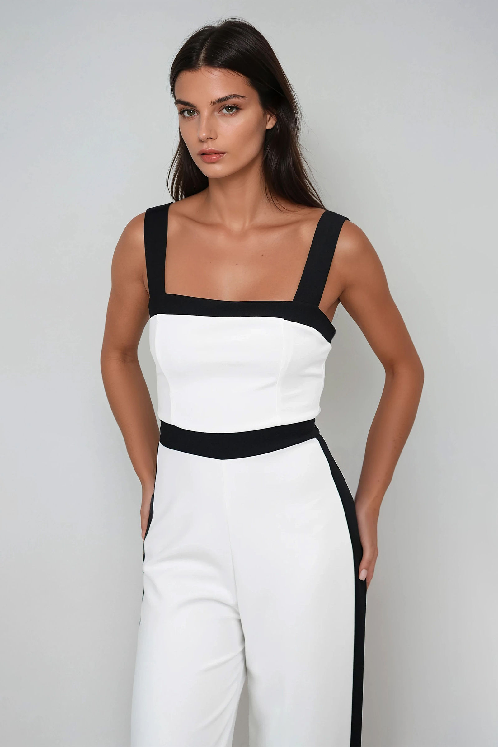 Modern Frame Colorblock Jumpsuit - Ivory - $32 | Tobi US