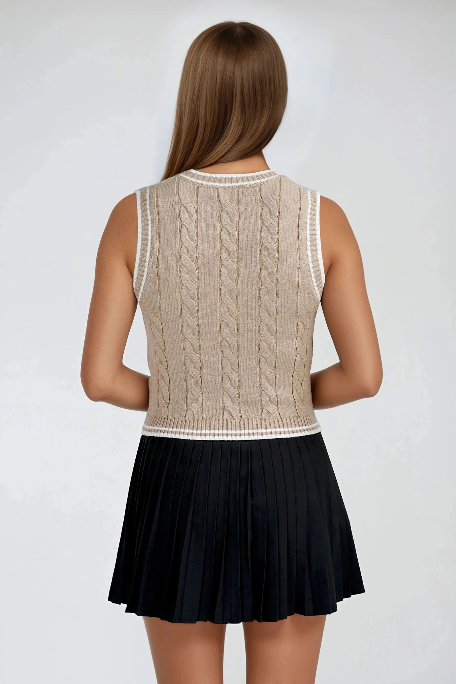 Classic Twist Cable Knit Tank Top - Khaki - $25 | Tobi US