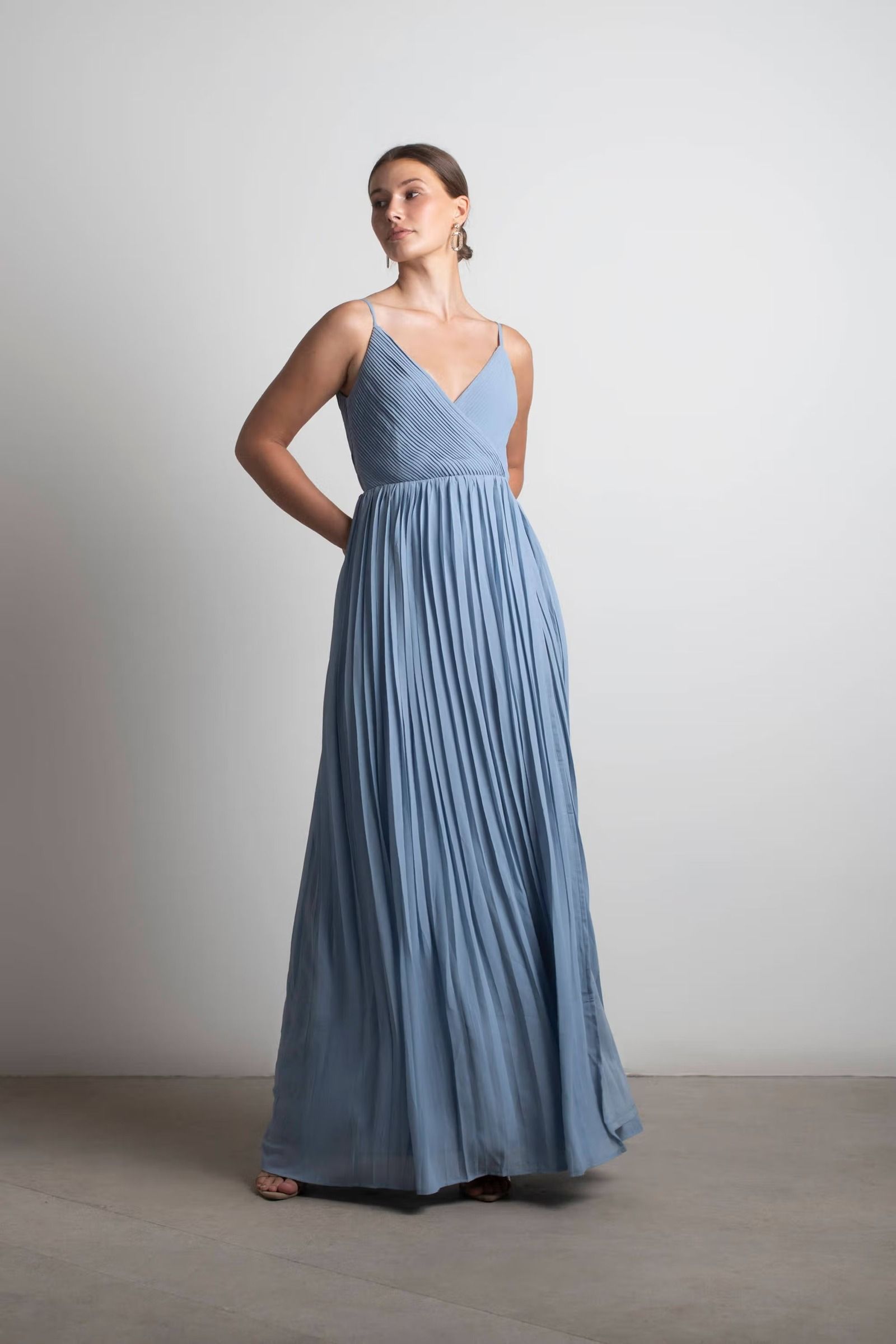 Blue Maxi Dress - Surplice Slit Dress - Light Blue Wrap Skirt Dress