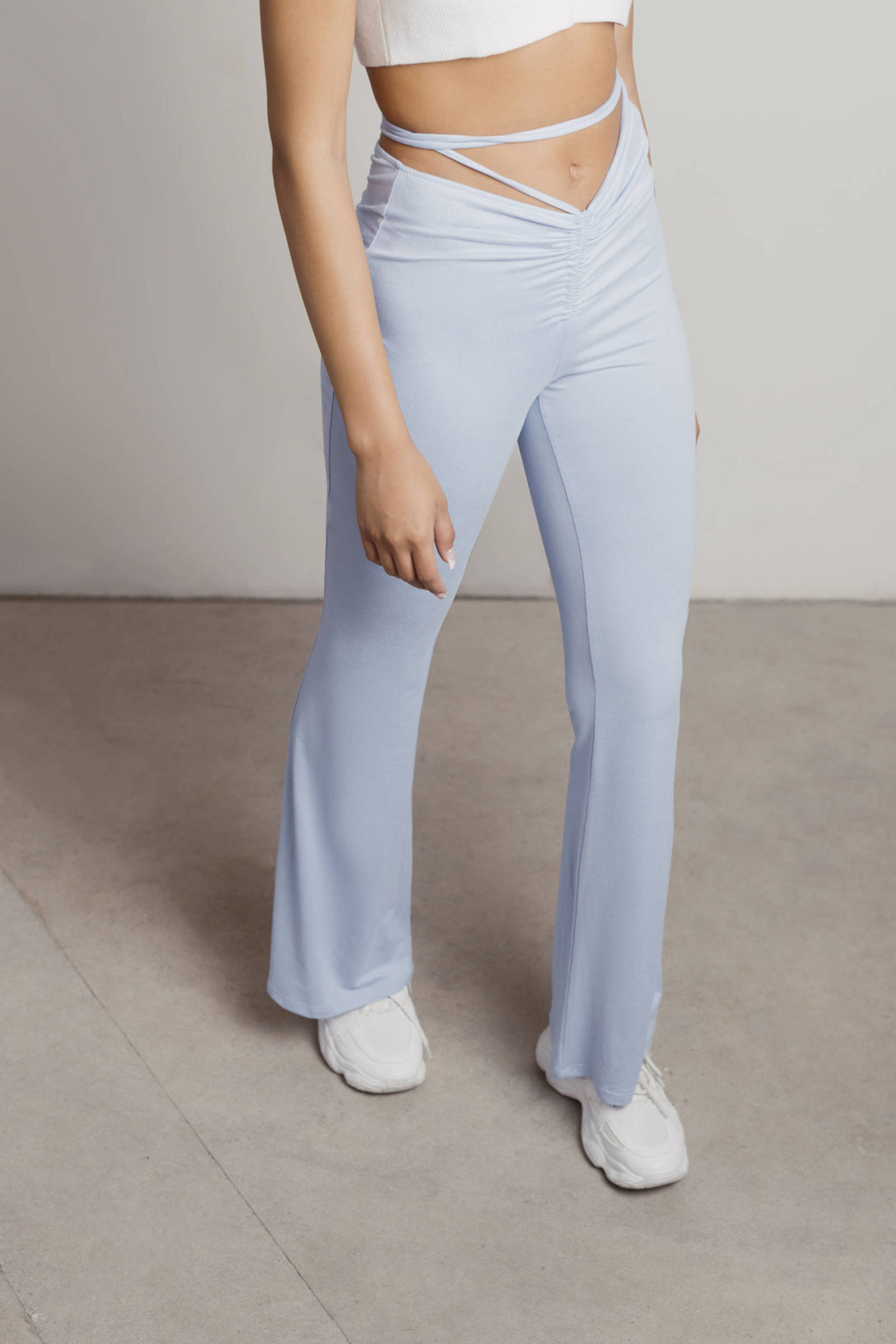 Purple Pants - Front Runched Pants - Lavender Wrap Around Waist Pants