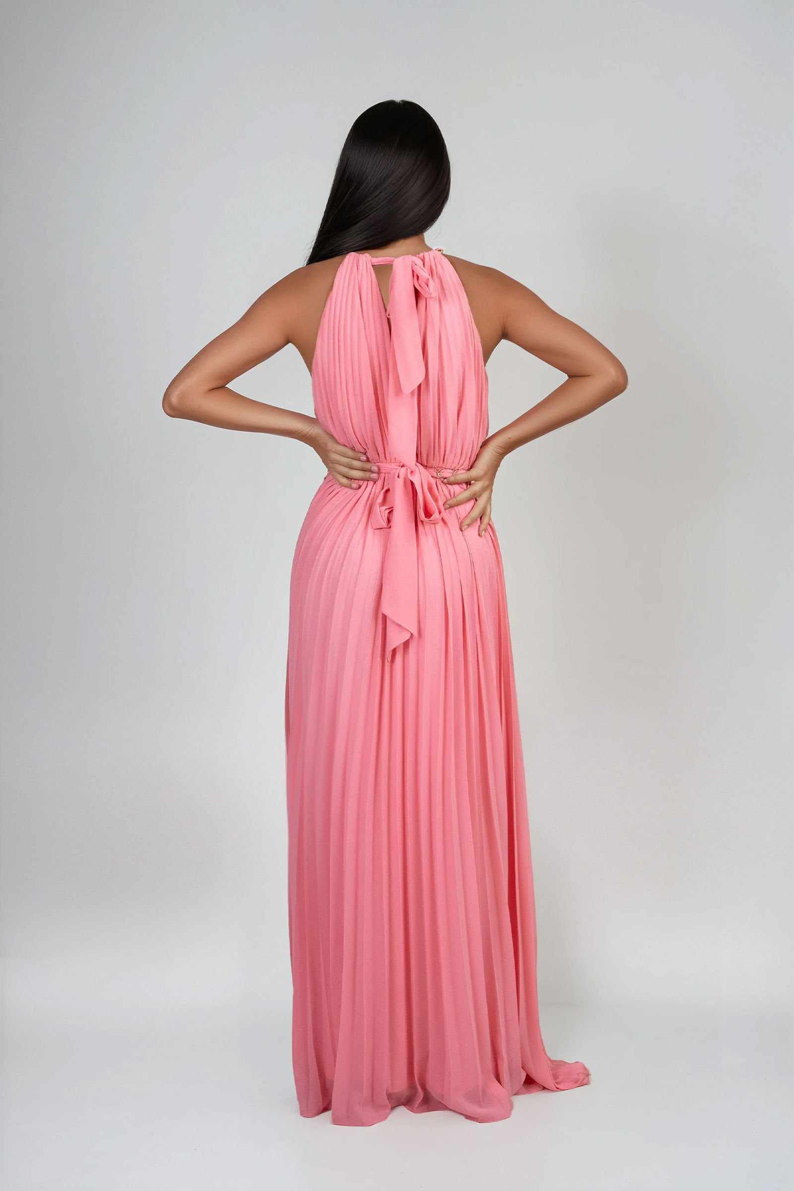 Honey Chain Halter Pleated Maxi Dress - Light Coral - $43 | Tobi US
