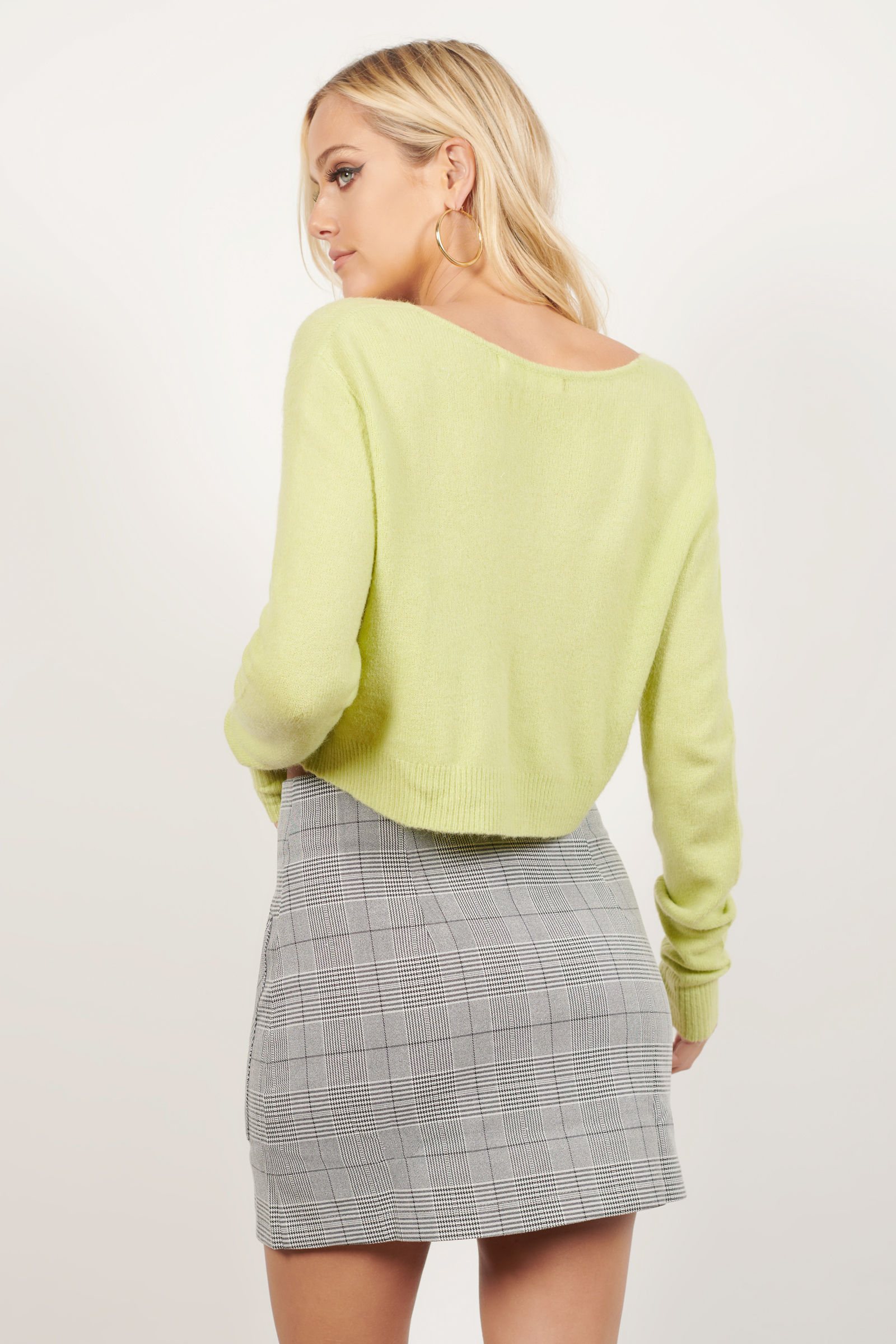 Yellow Sweater Top - Sweater Knit Top - Lime Sweater Top