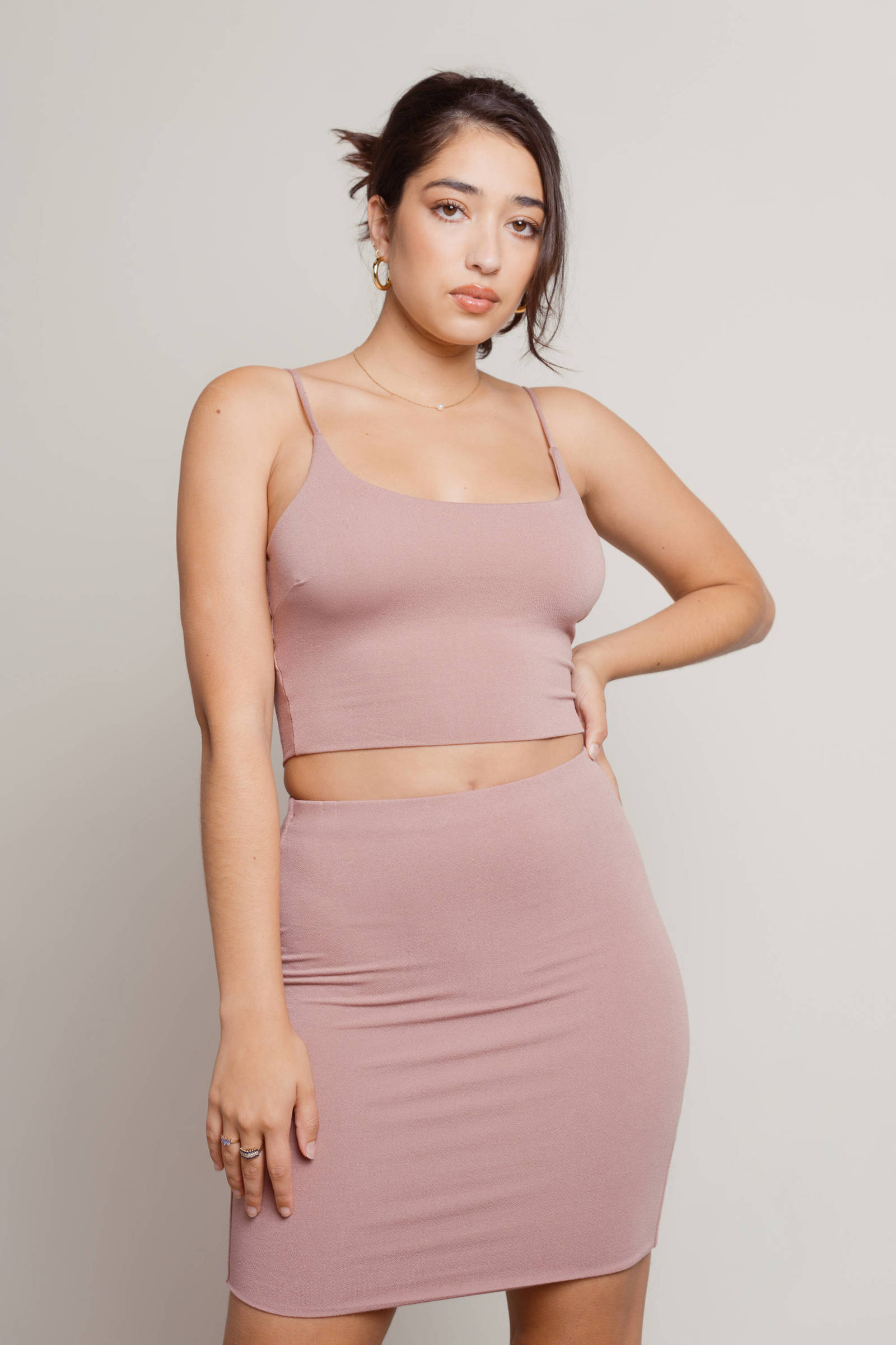 White 2 Piece Set - White Bodycon Skirt - White Cami Top