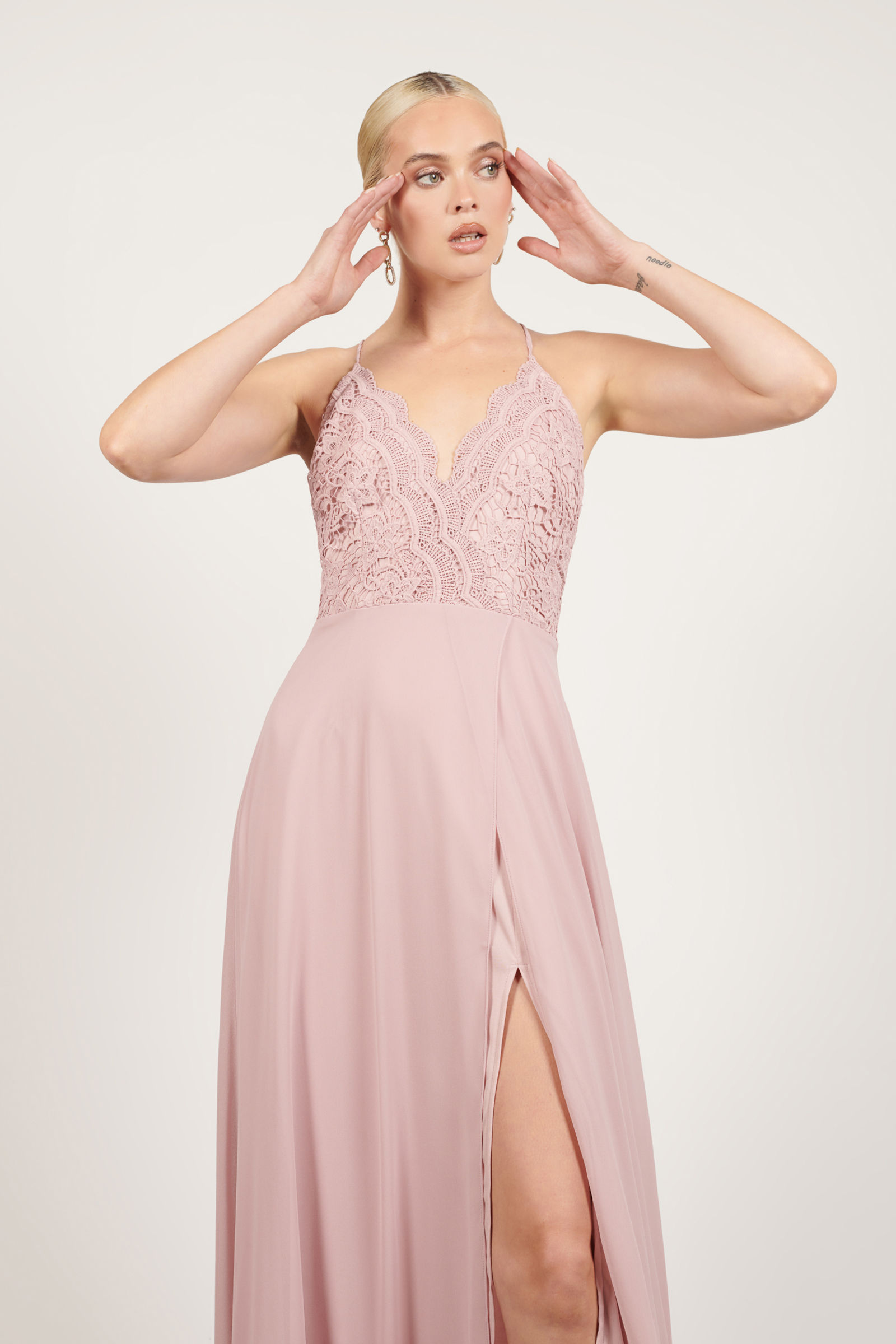 Burgundy Maxi Dress - Red X-Back Dress - Lace High Slit Dress