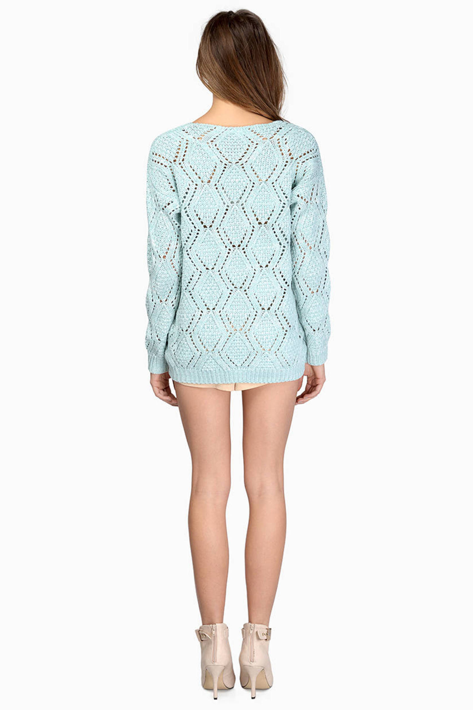 Mint Sweater - green Sweater - Crochet Sweater - Mint Top