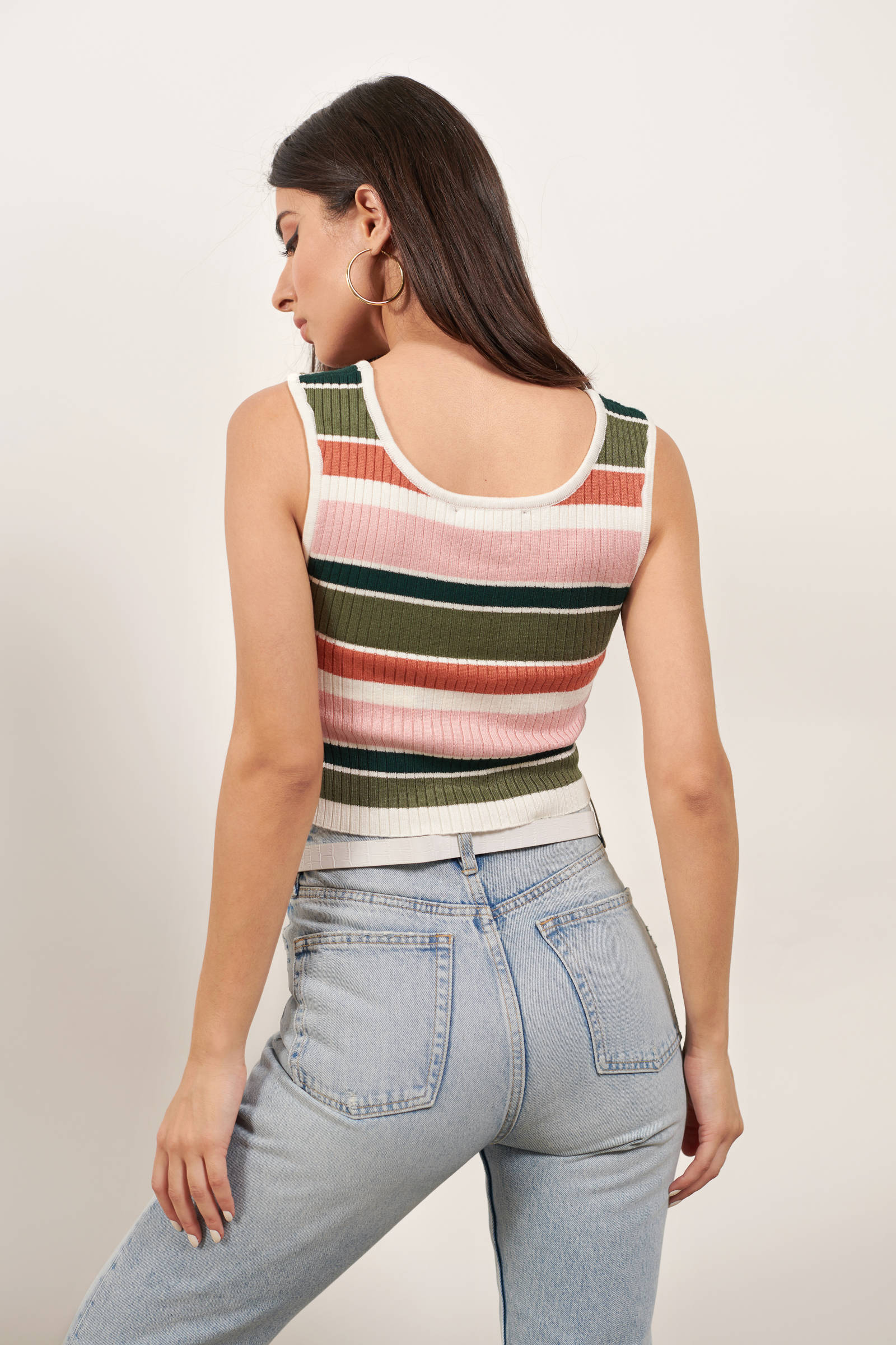 Multi Colour Crop Top - Delicate Knit Crop Top - Striped Crop Top