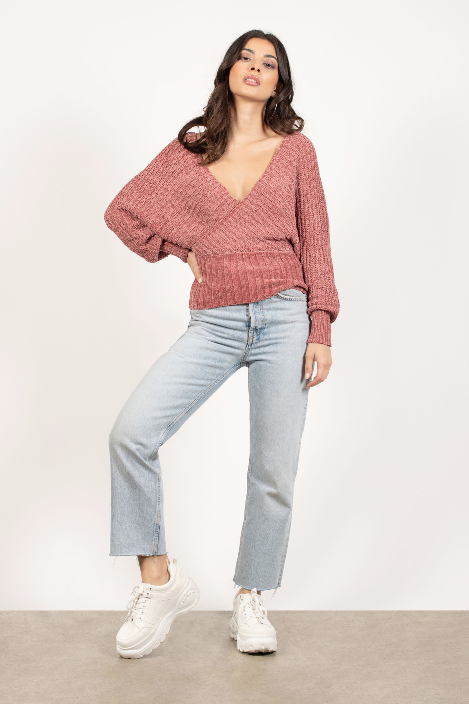 Pink Sweater Top - Chenille Sweater Top - Rose Sweater Top