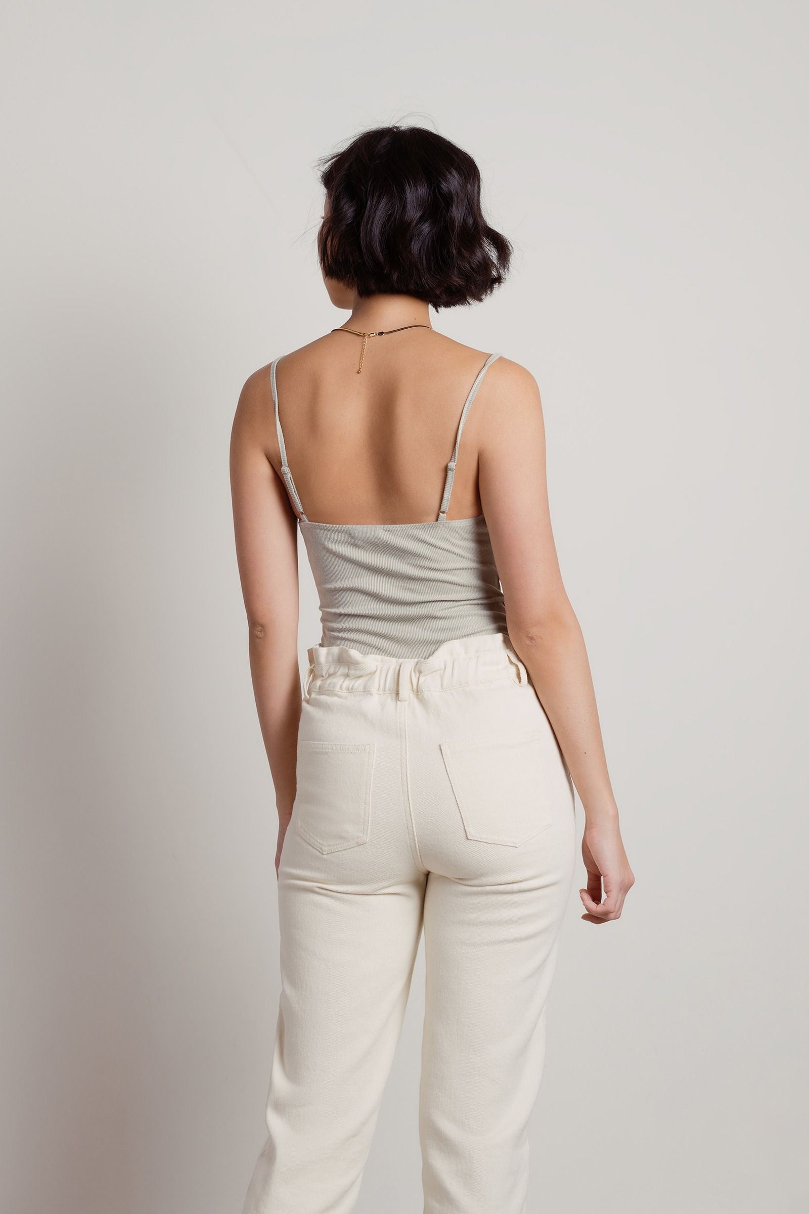 Trendy Sage Bodysuit - Cami Bodysuit - Ribbed