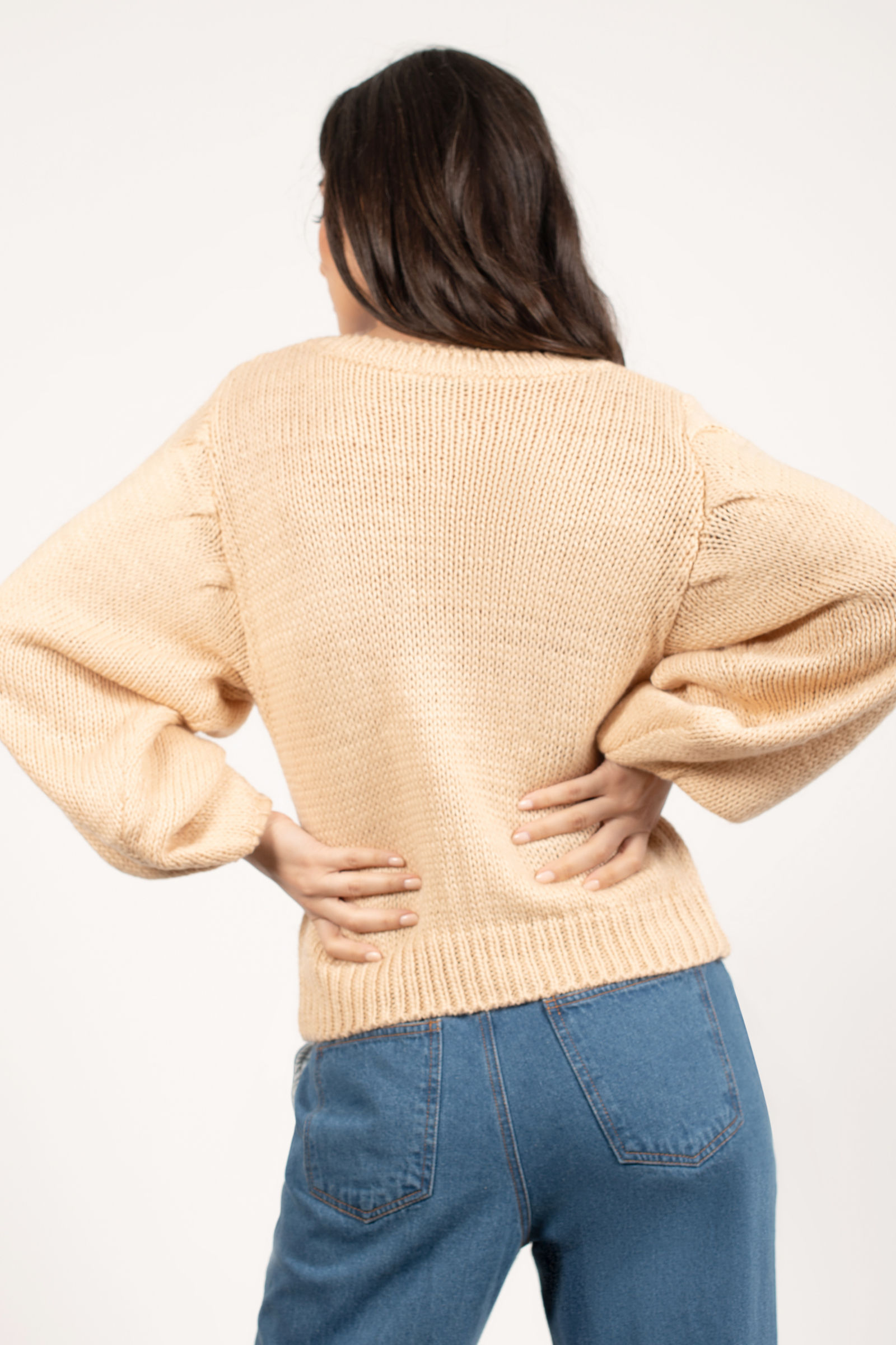 Brown Sweater - Loose Knit Sweater - Sand Sweater