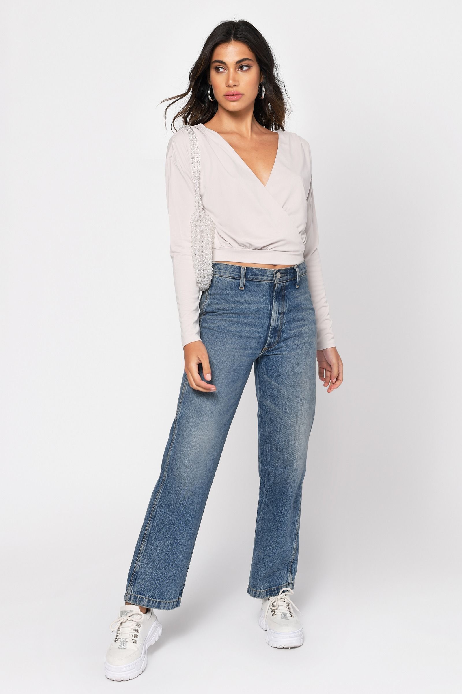 Black Crop Top - Plunging Crop Top - Wrap Crop Top