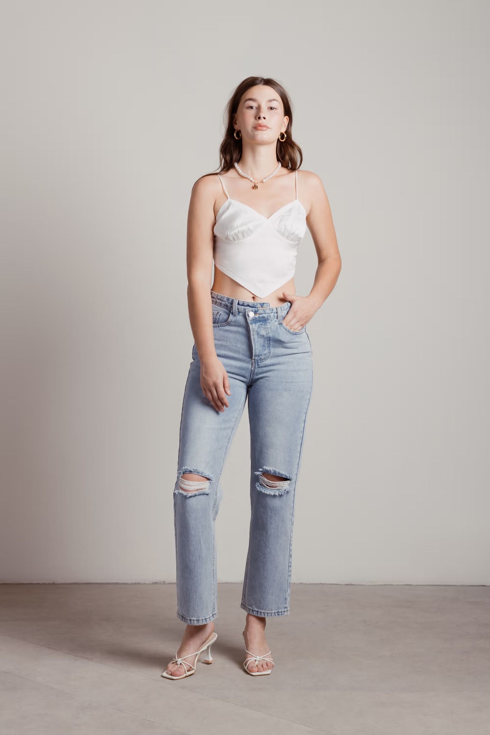 White Bustier Crop Top - Lace Trim Bandana Top - Open Back Crop Top