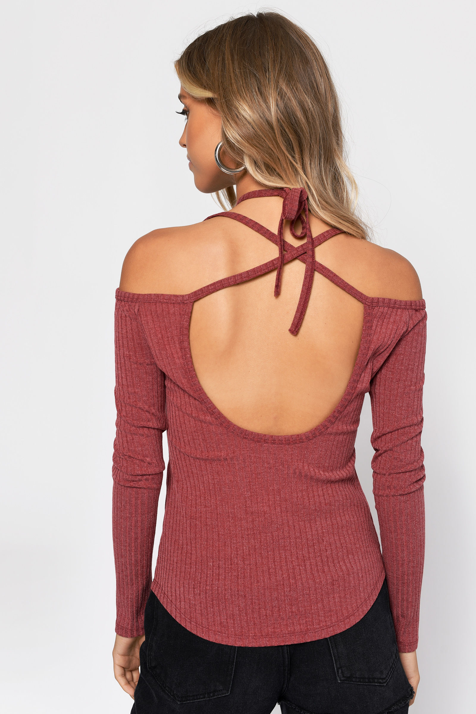 Cute Tan Top - Criss Cross Detail Top - Fitted Tan Top