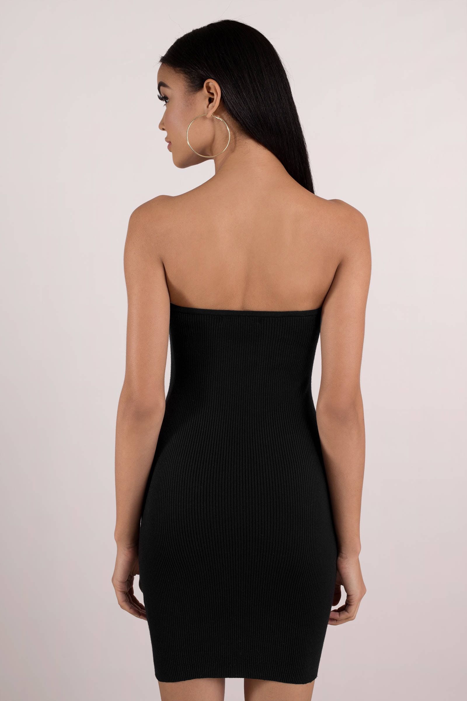 Red Mini Dress - Strapless Bodycon Dress - Ruched Dress