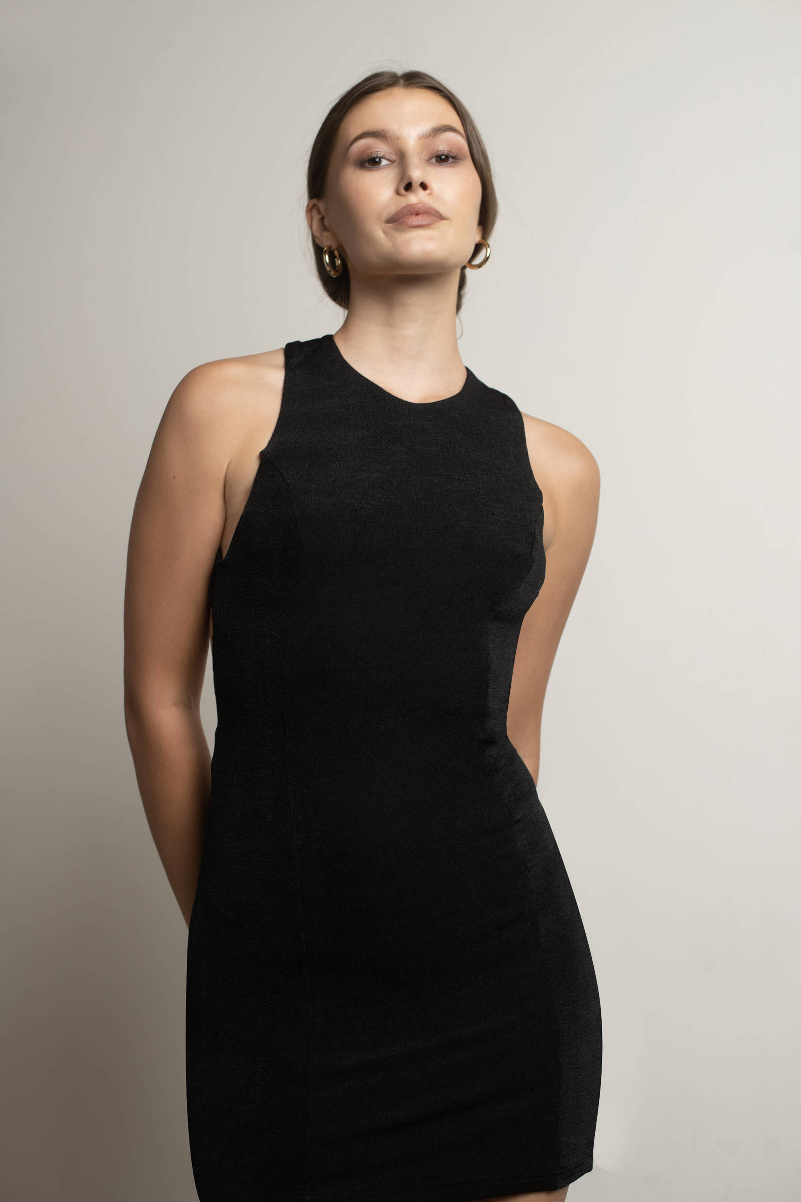 Black Mini Dress - Open Back Bodycon Dress - Halter Neck Dress