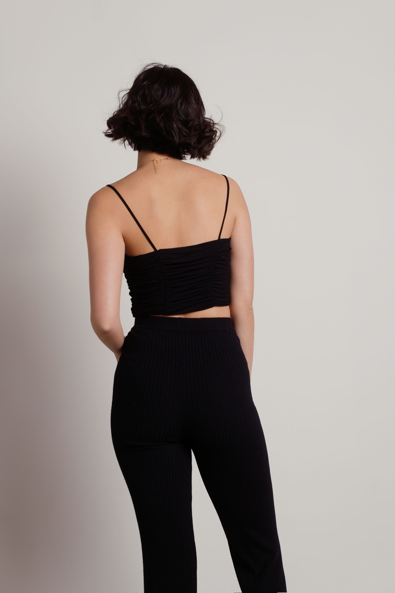 Blue Crop Top - Buff Mesh Halter Crop Top - Front Ruched Crop Top