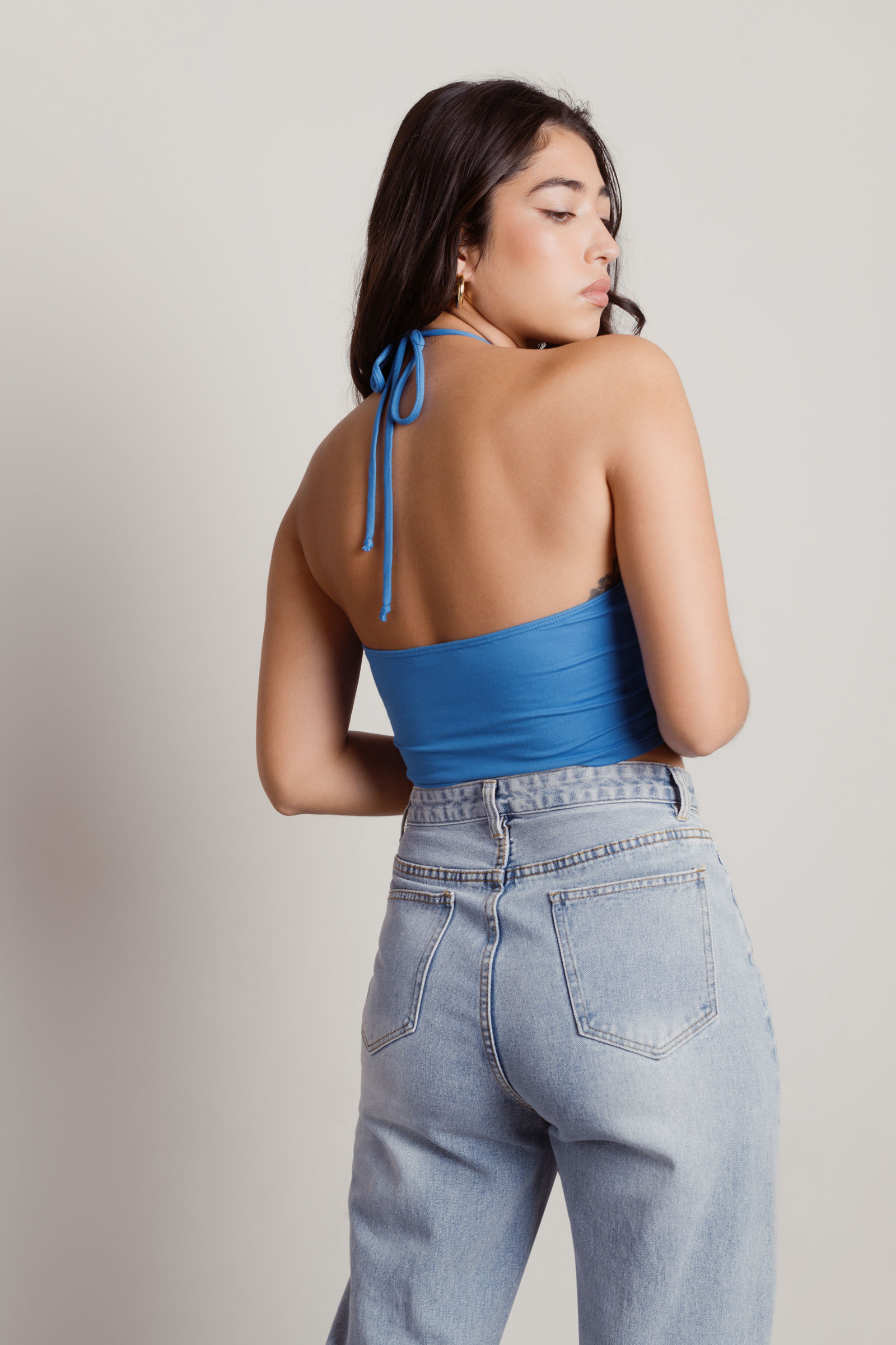 Blue Crop Tops - Halte Crop Top - Backless Crop Top