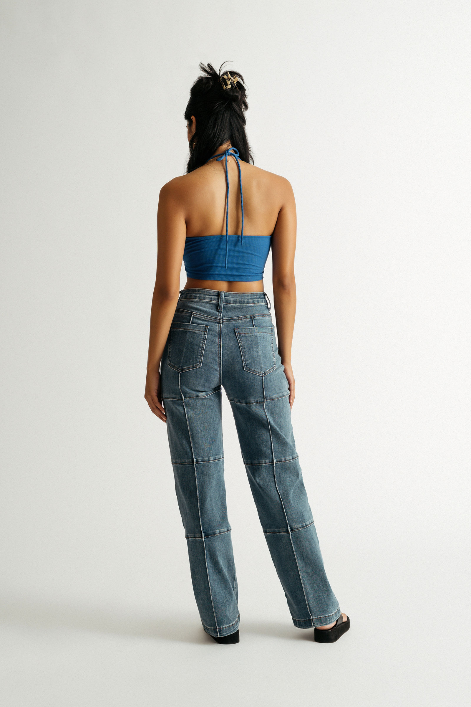 Cobalt Blue Backless Halter Top - Cut Out Halter Top - Bodycon Top