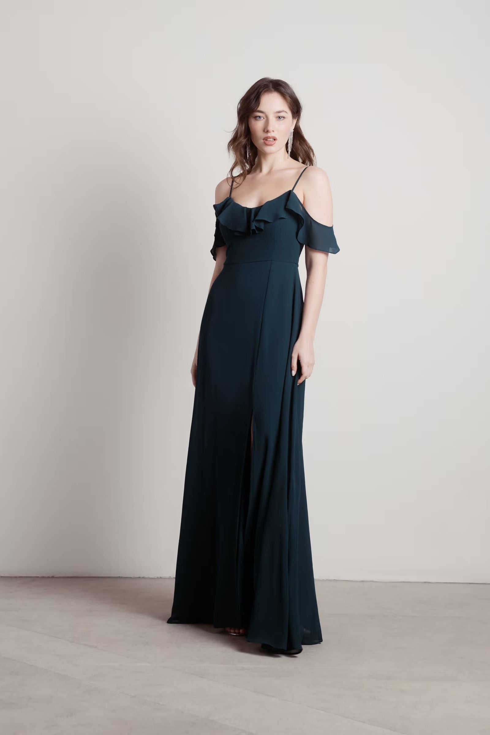 Emerald Maxi Dress - Green Ruffle Dress - Slit Dress