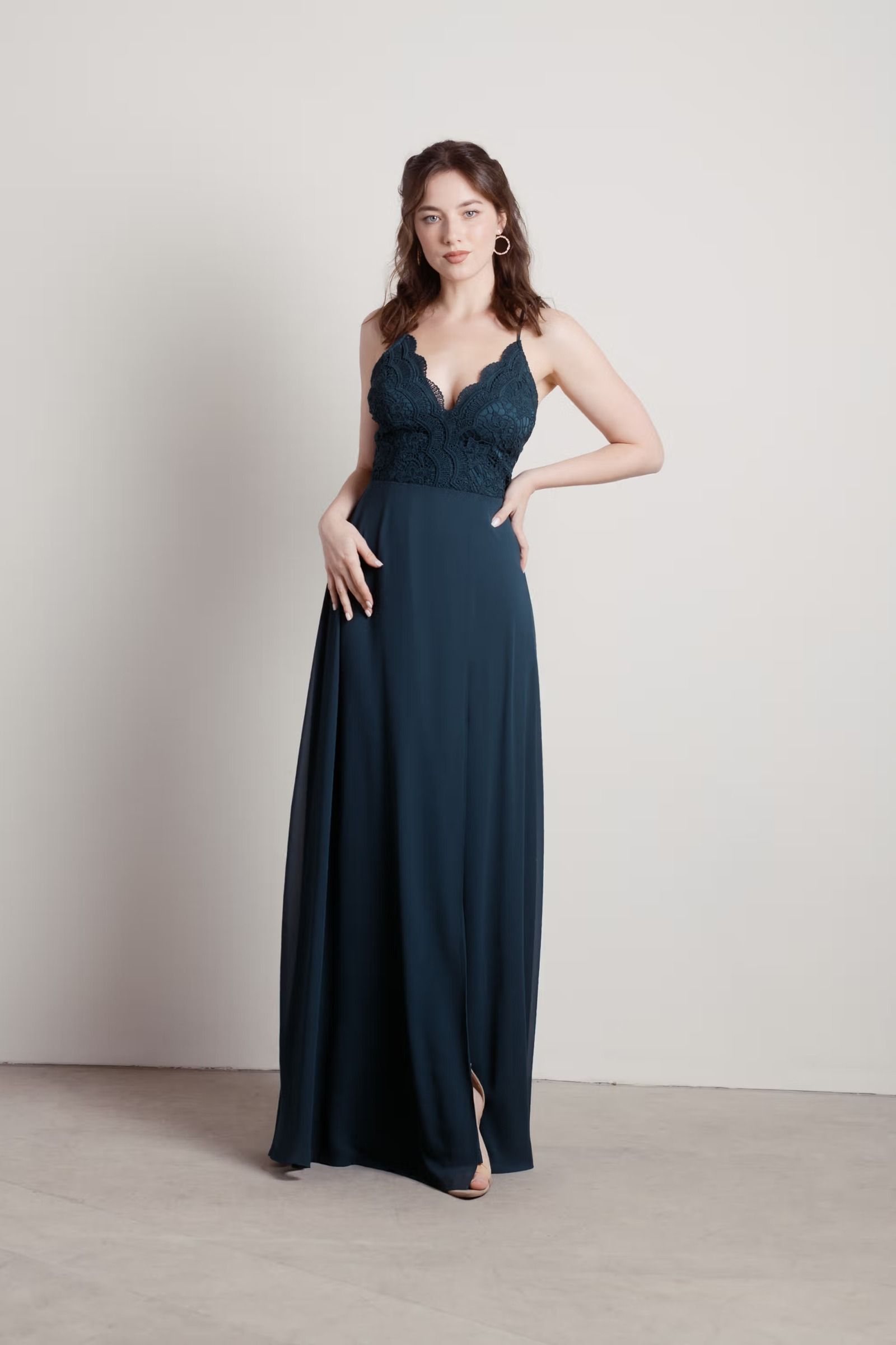 Burgundy Maxi Dress - Red X-Back Dress - Lace High Slit Dress