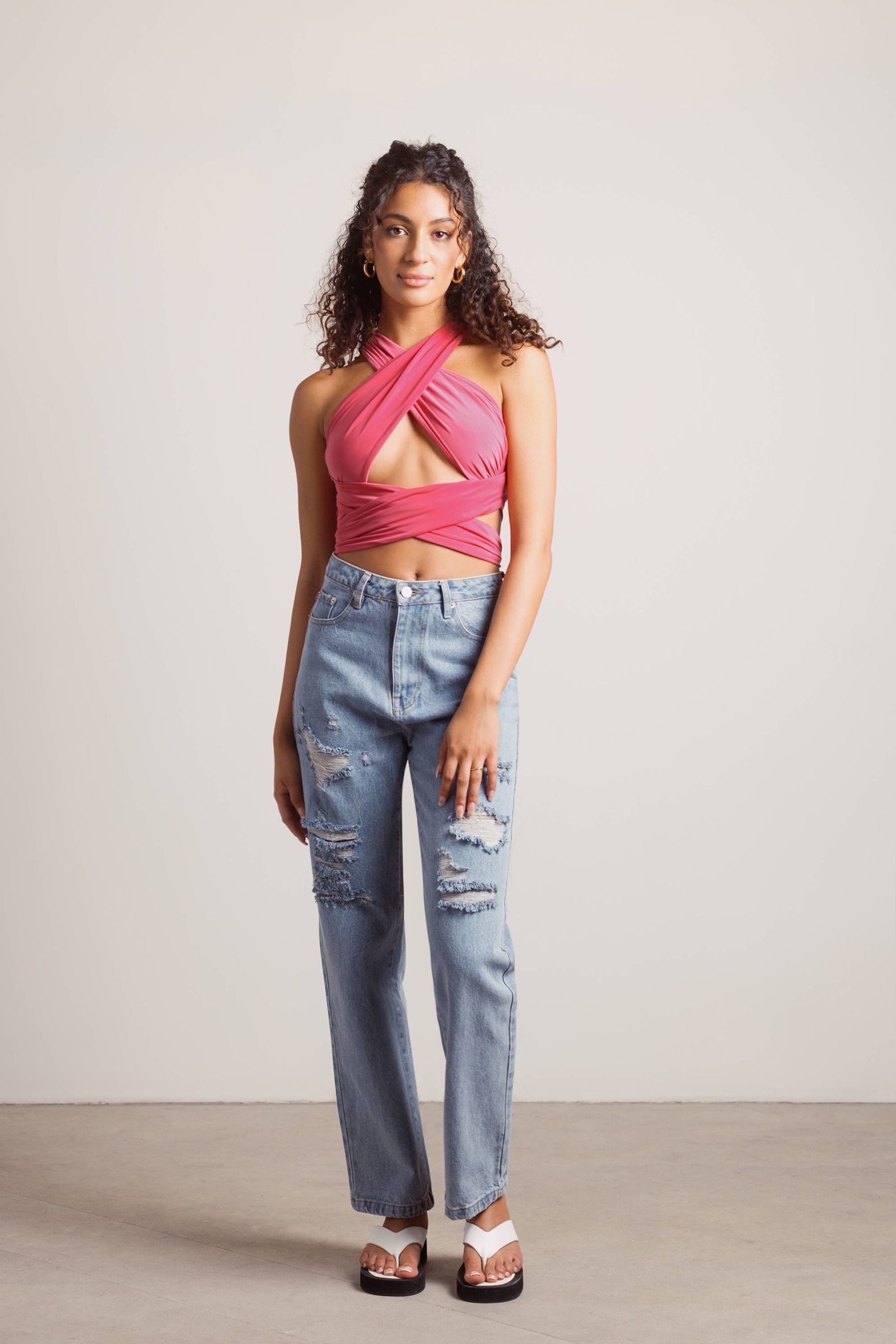 Black Crop Top - Multiway Wrap Crop Top - Wrap Halter Top