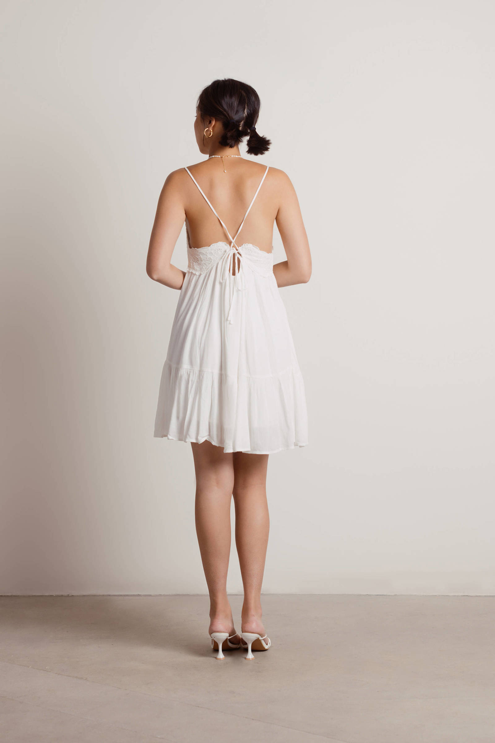 Rose Mini Dress - Crinkle Gauze Flowy Dress - Pink Skater Dress