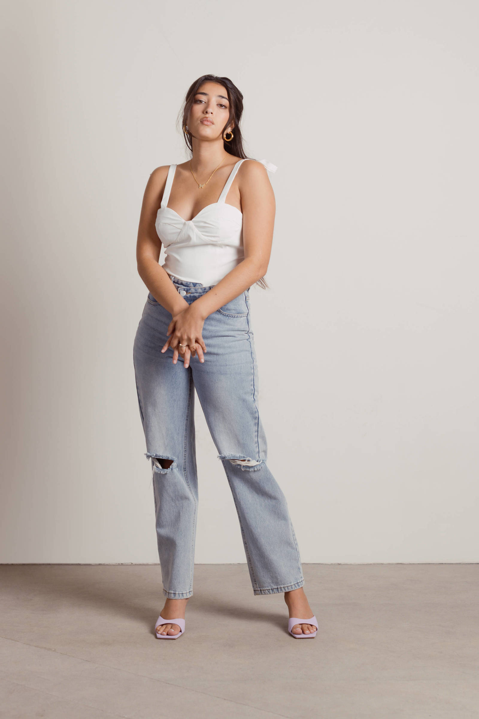 Ivory Bustier Top - White Tie Strap Top - Smocked Back Bustier