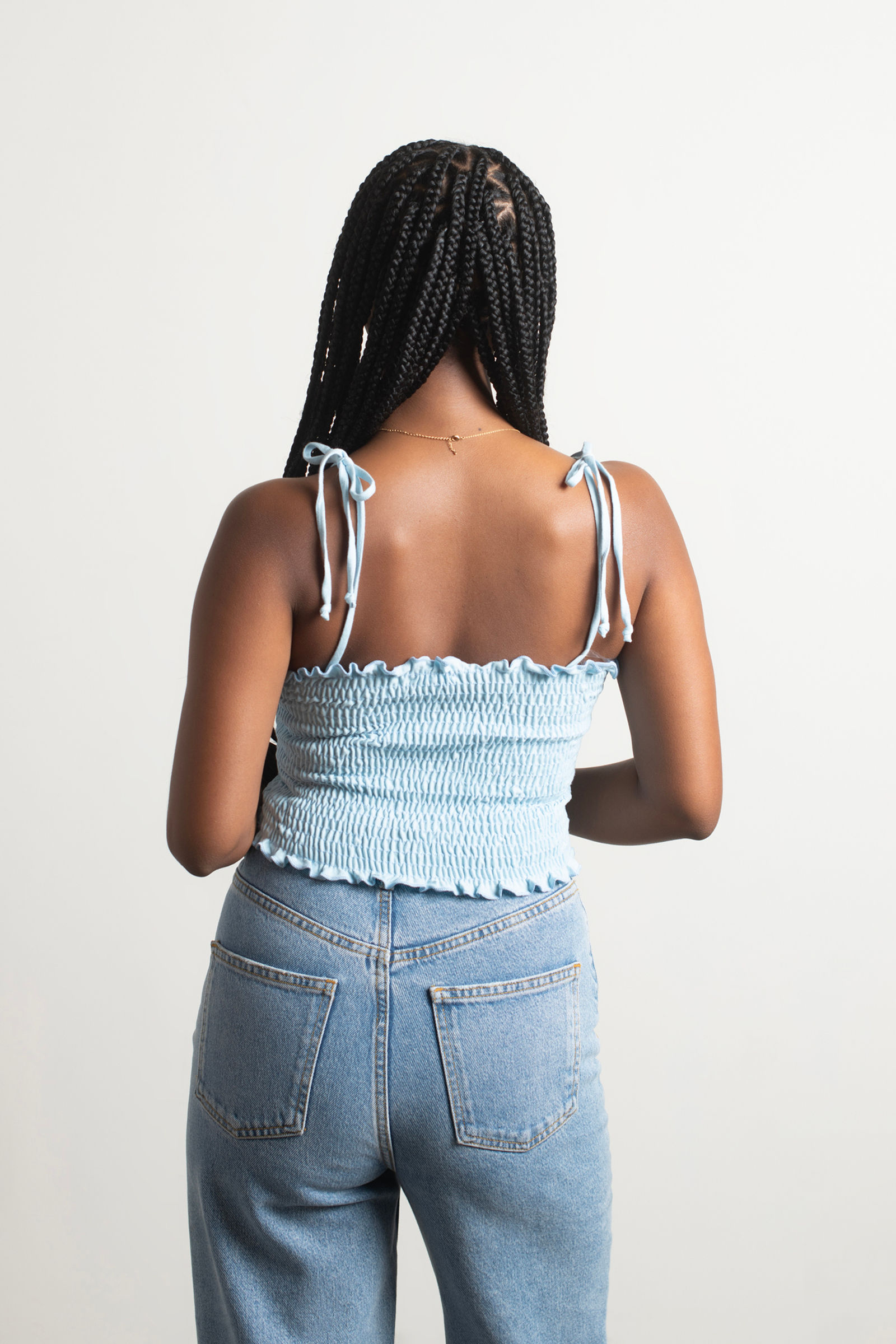 Light Blue Crop Top - Ruched Crop Top - Cami Crop Top