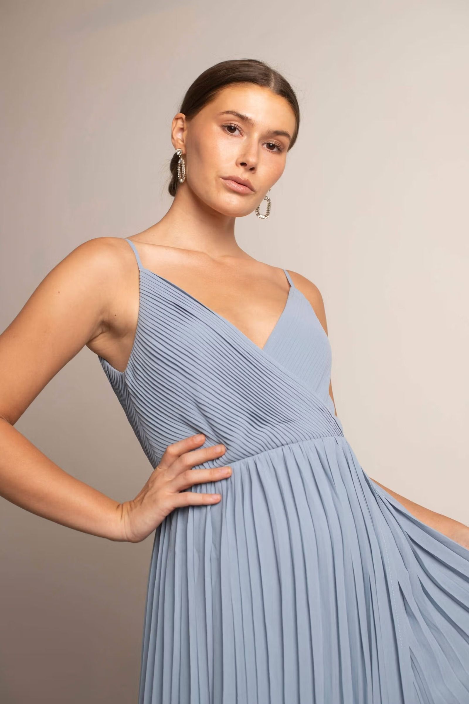 Blue Maxi Dress - Surplice Slit Dress - Light Blue Wrap Skirt Dress