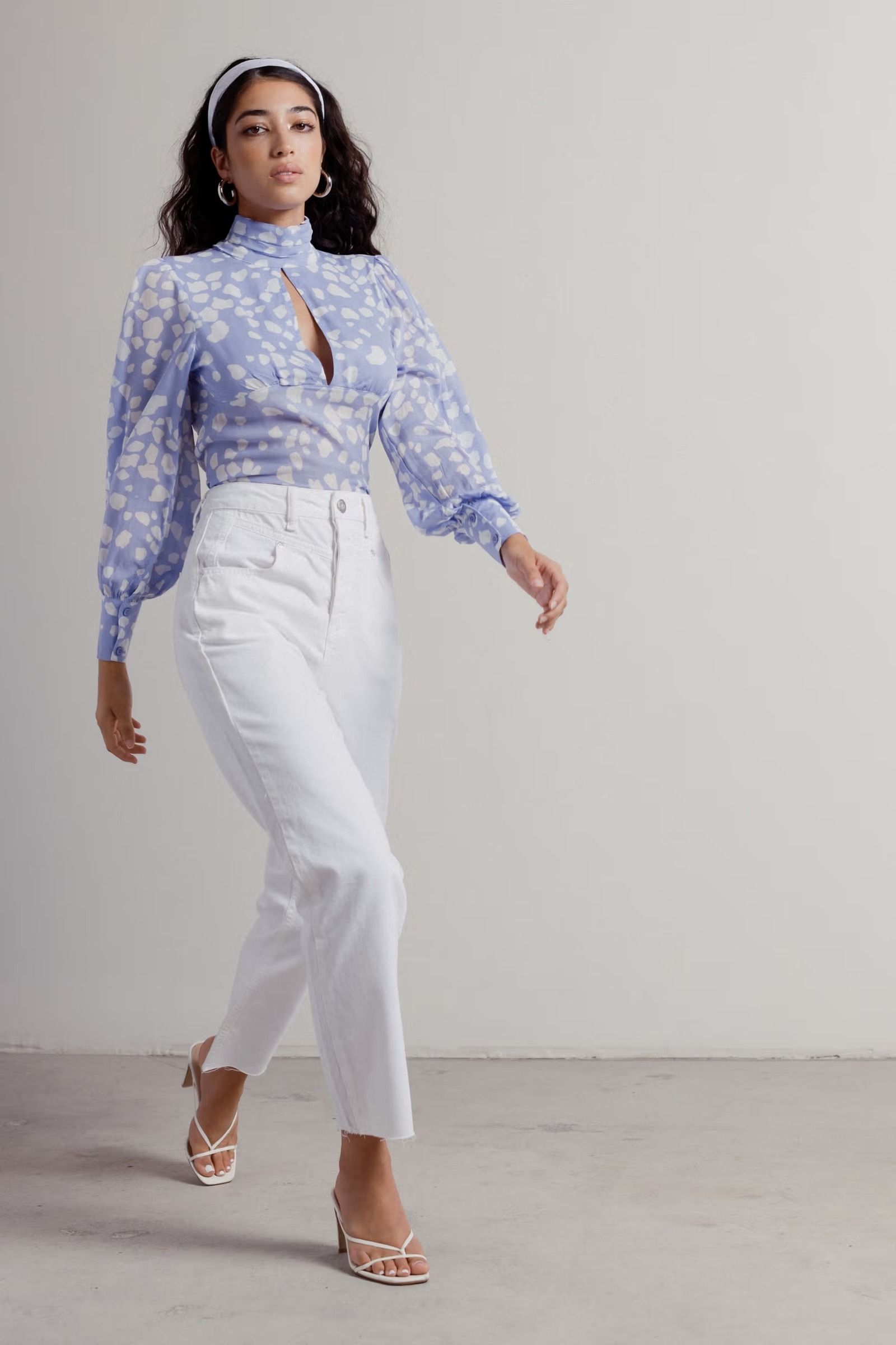 Lilac Blouse - Purple Open Back Top - Purple Print Top