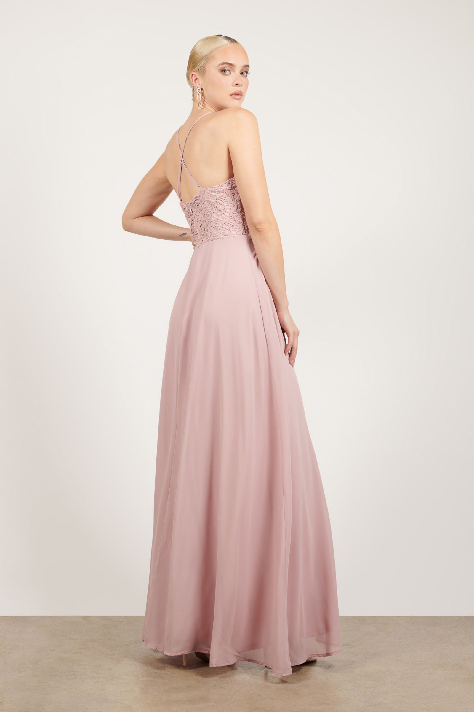 Burgundy Maxi Dress - Red X-Back Dress - Lace High Slit Dress