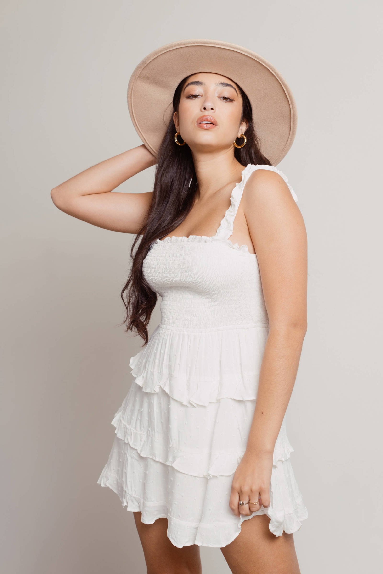 White Ruffle Dress - Tiered Dress - Swiss Dot Dress