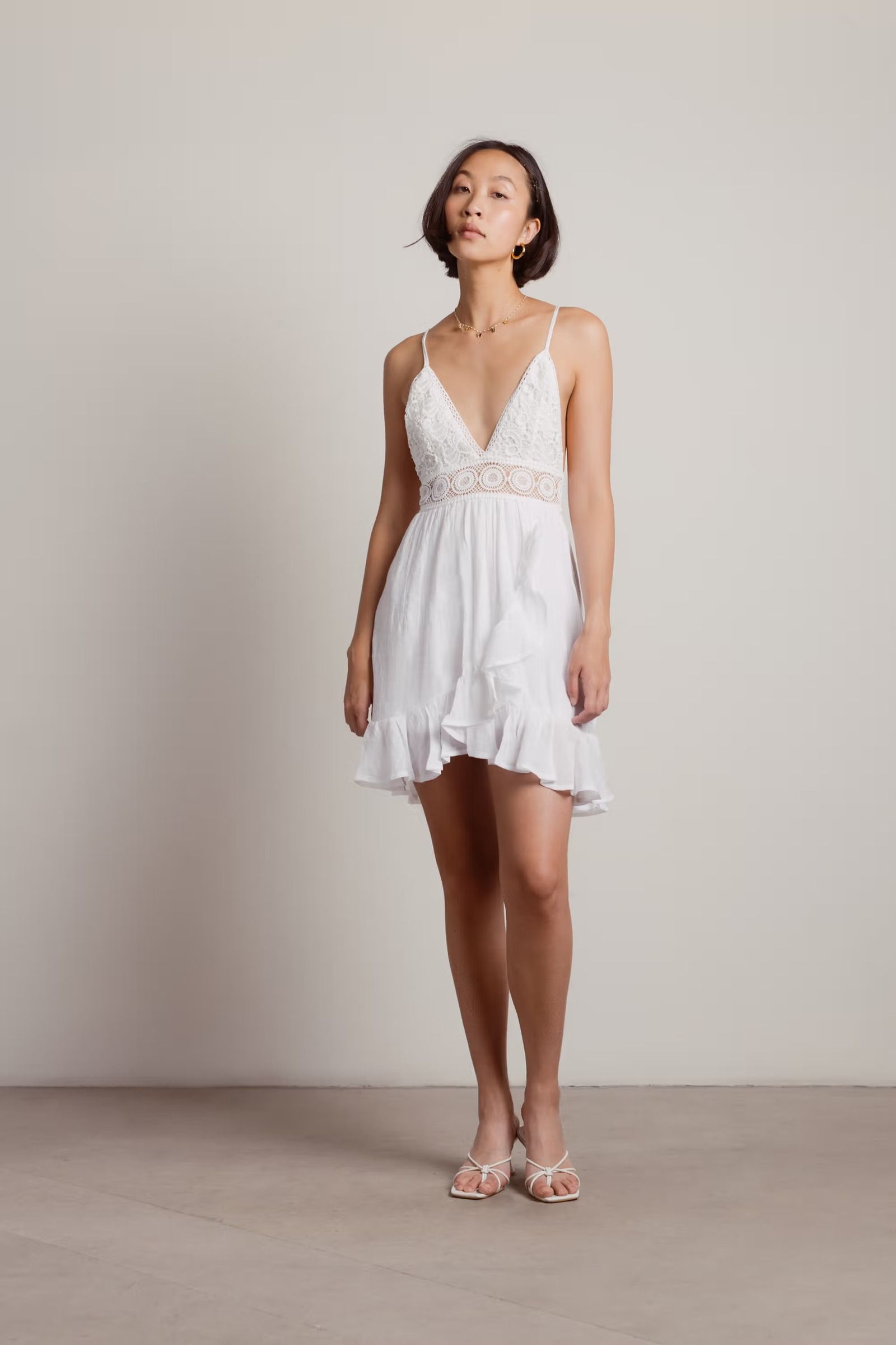 White Dress - Skater Bodycon Dress - Off White Crochet Dress