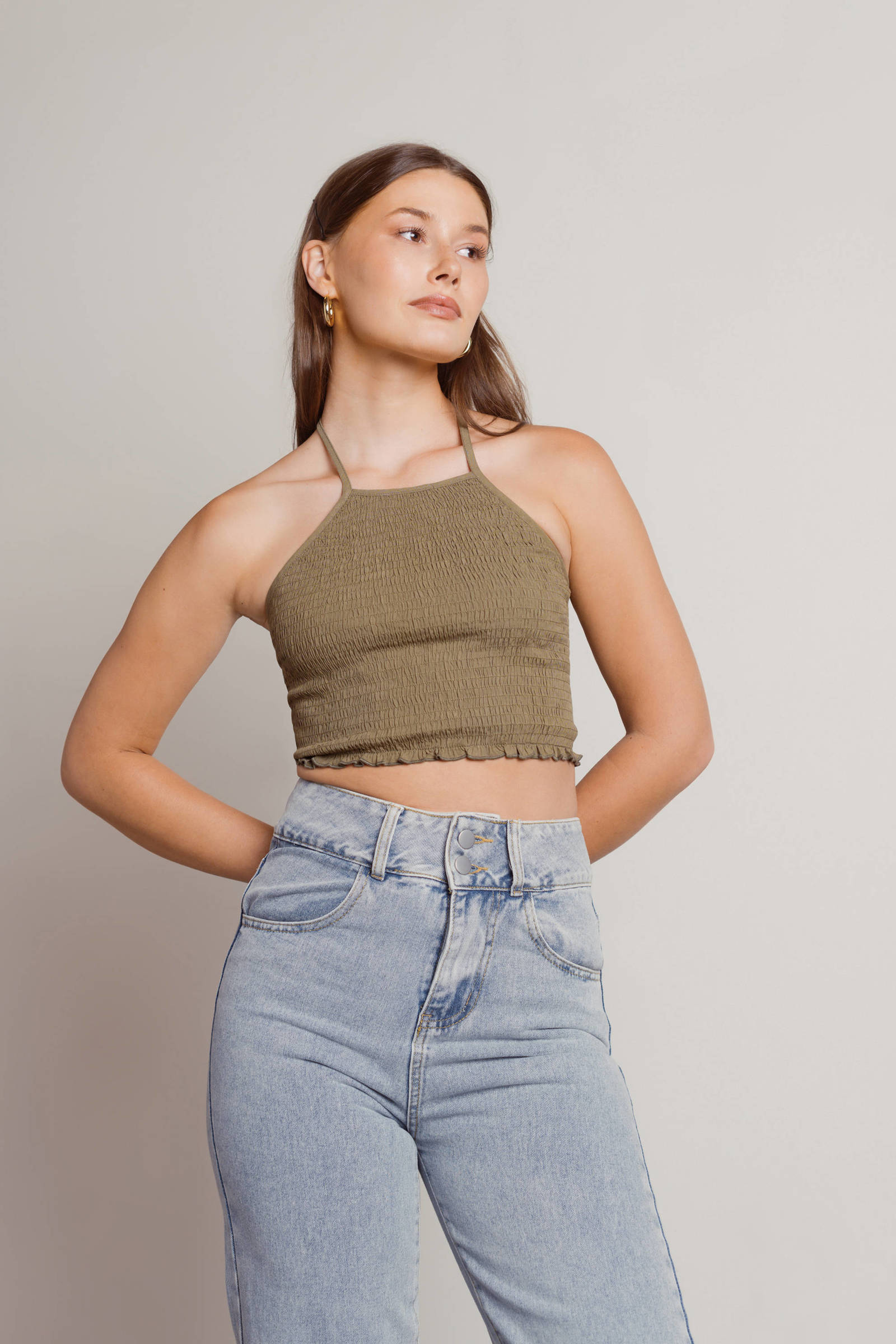 Lavender Crop Top - Smocked Crop Top - Purple Halter