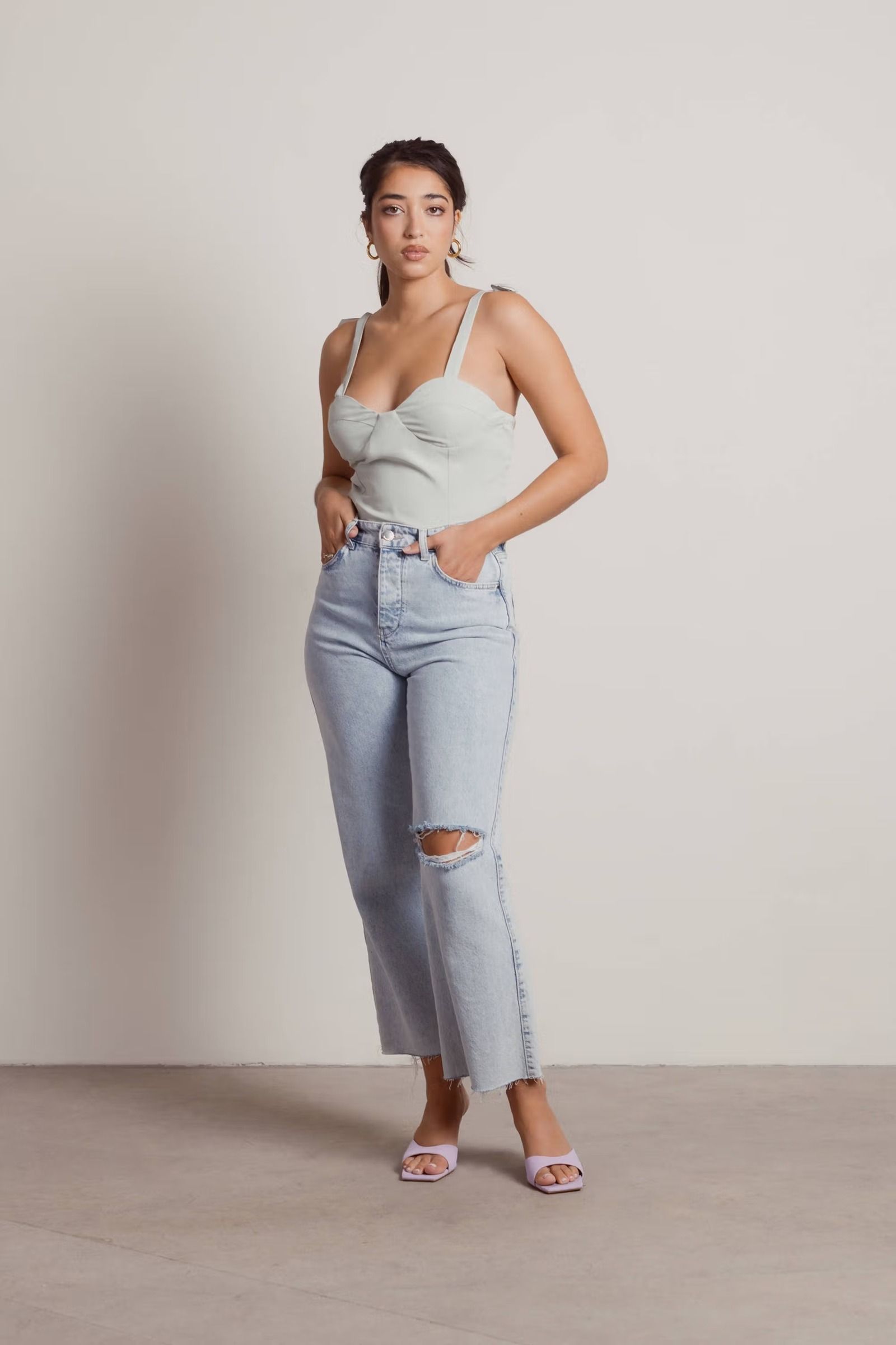 Ivory Bustier Top - White Tie Strap Top - Smocked Back Bustier