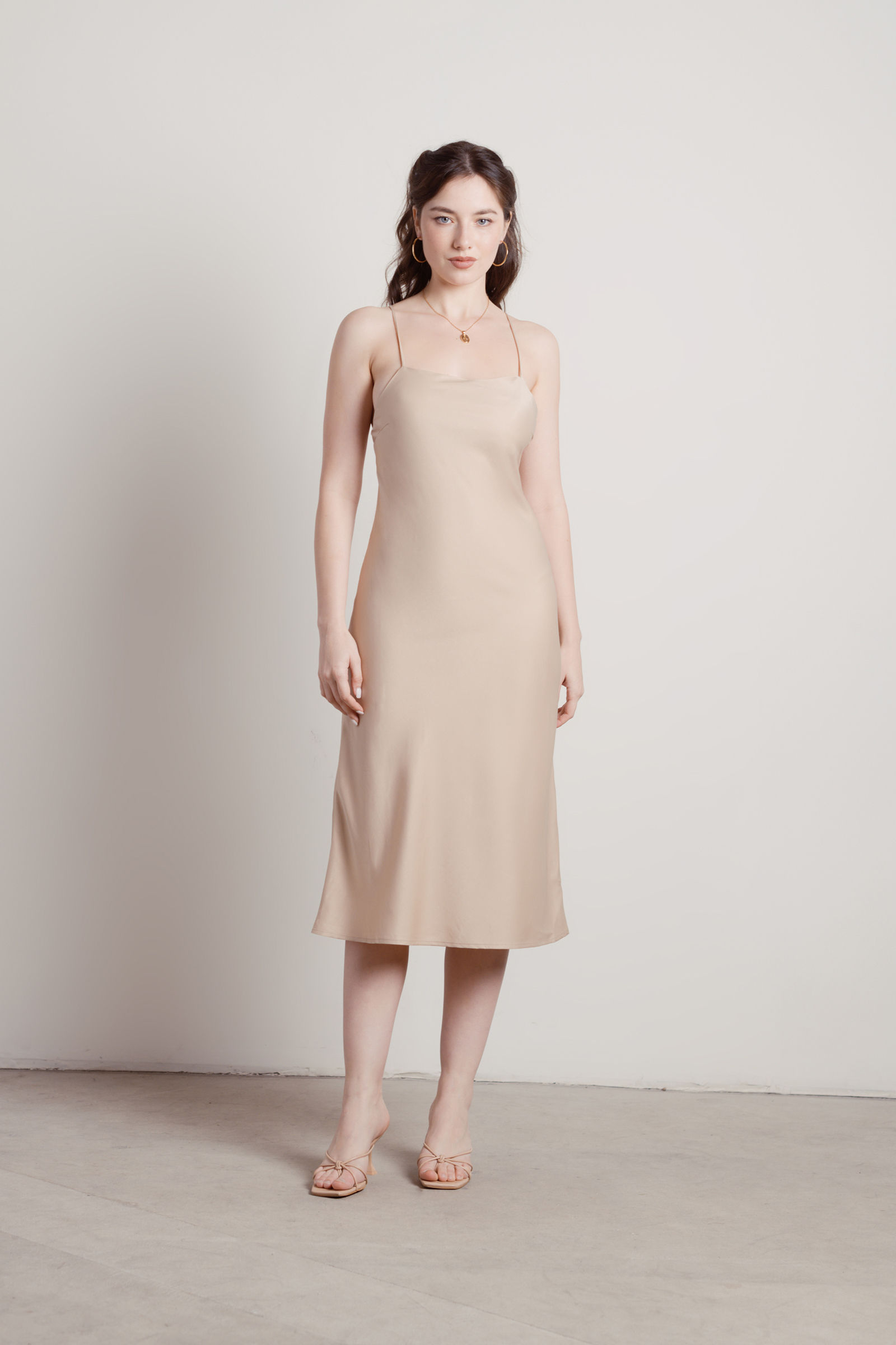 Sand Dress - Satin Midi Dress - Slip Dress - Dress