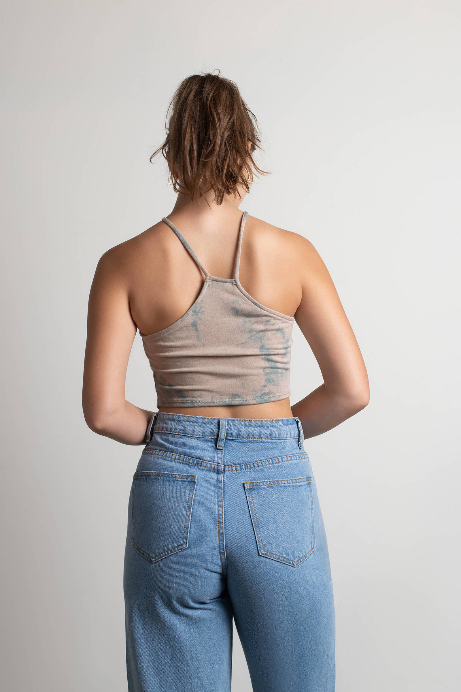 Navy Tie-Dye Top - Diamond Shaped Top - Blue Crop Top