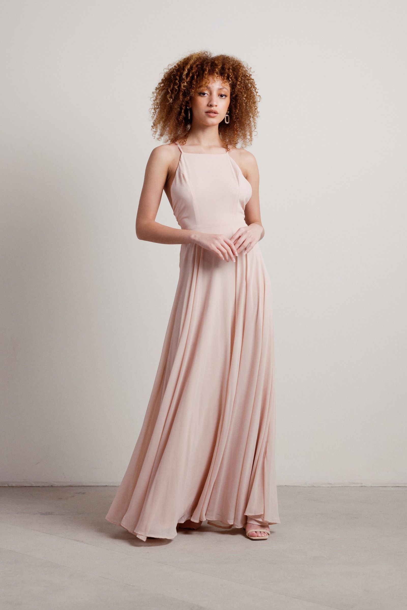 Pink Square Neck Dress - Blush X-Back Dress - Maxi Dress
