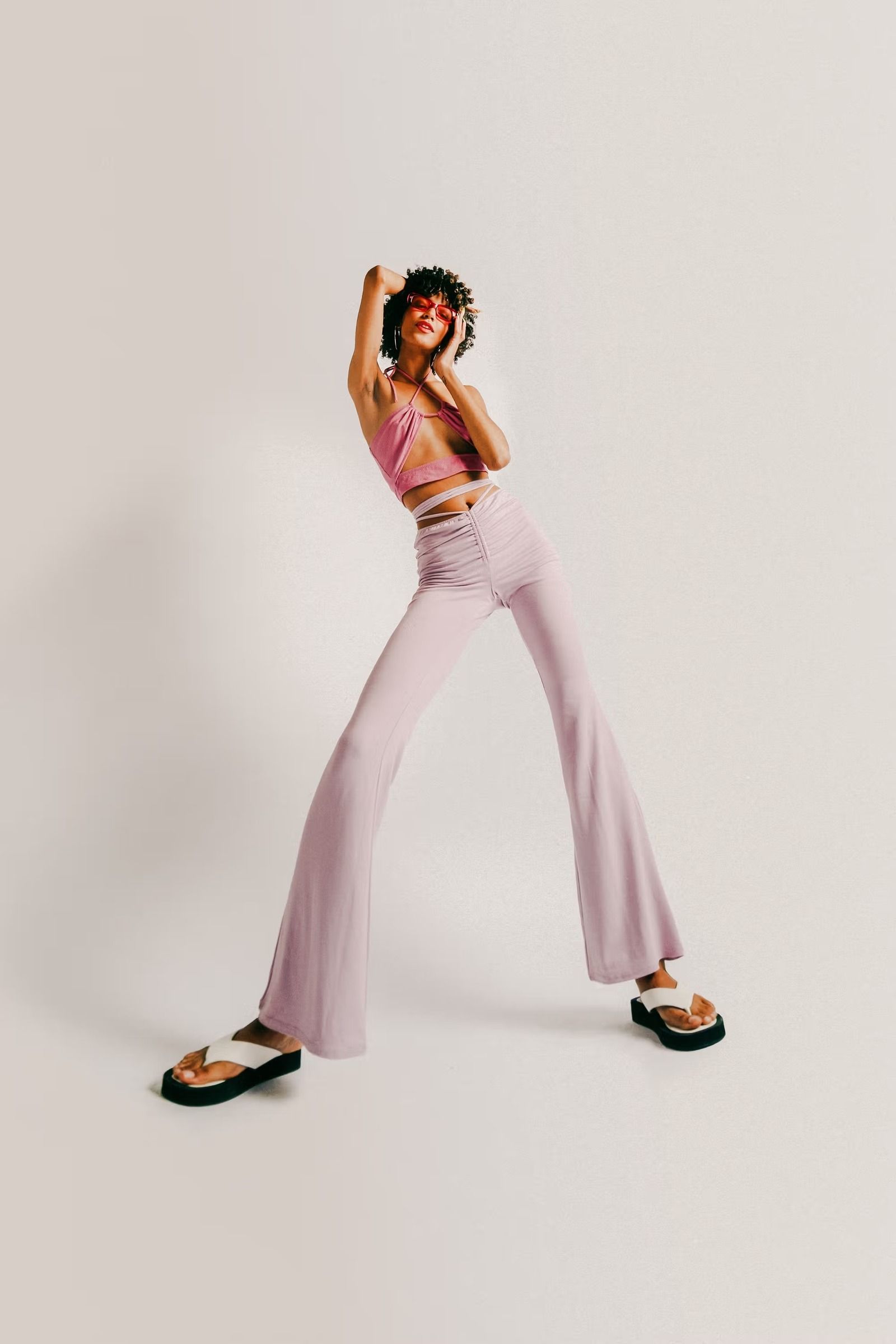 Purple Pants - Front Runched Pants - Lavender Wrap Around Waist Pants