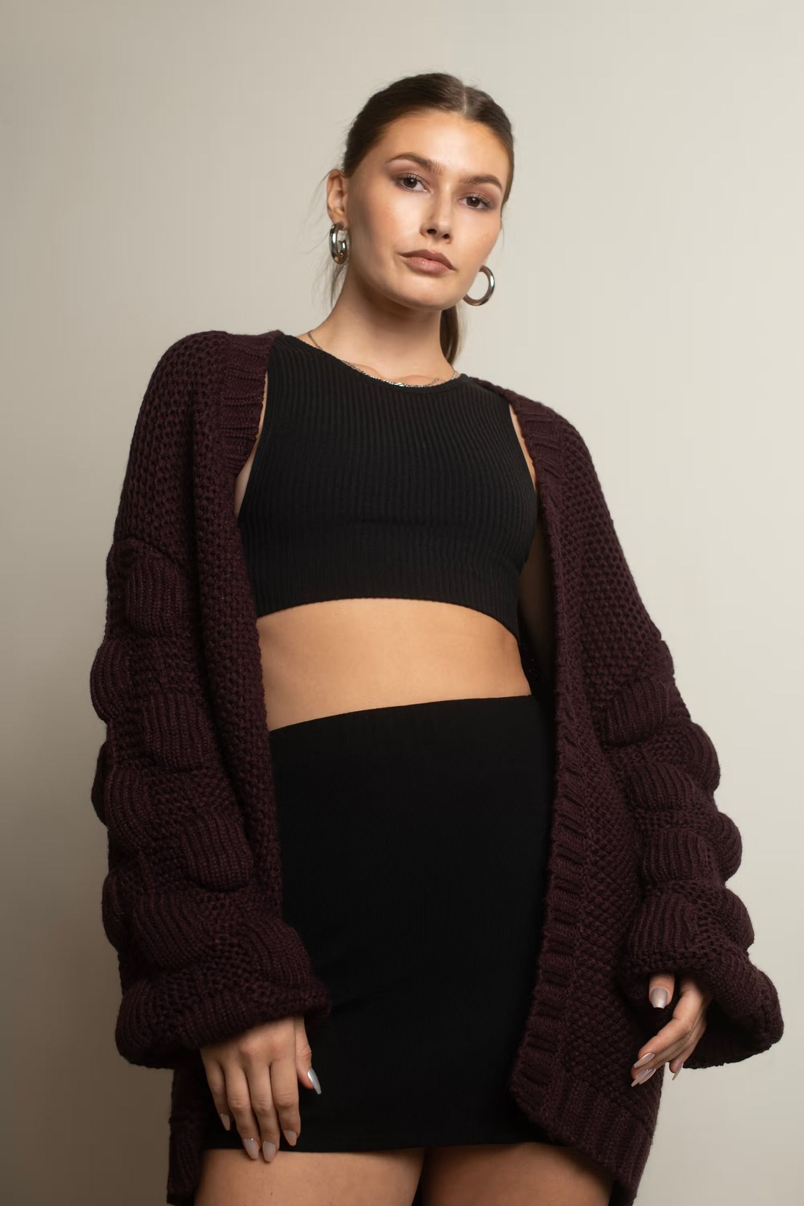 Pink Cardigan - Oversized Sweater - Pink Pom Pom Cardigan