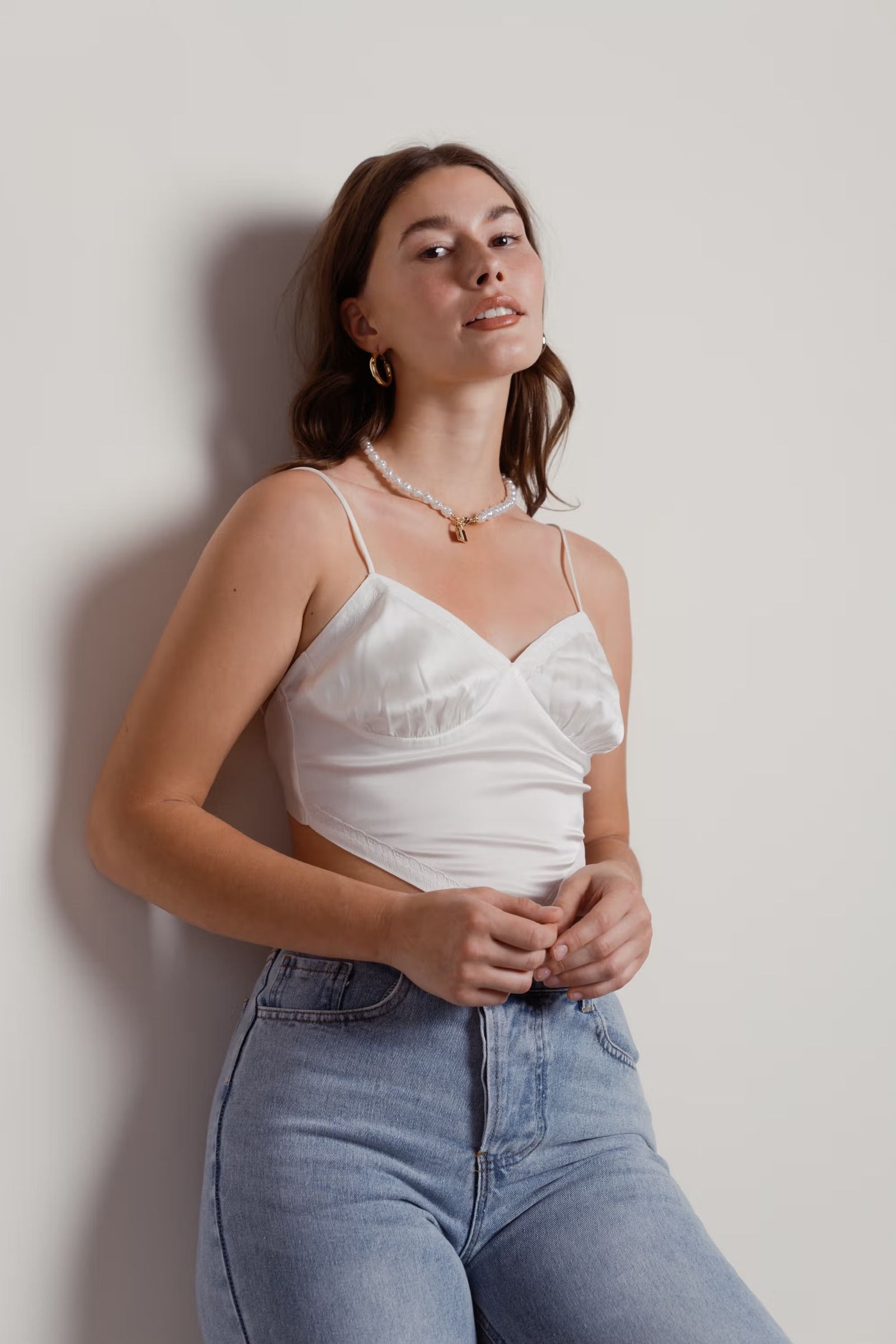 White Bustier Crop Top - Lace Trim Bandana Top - Open Back Crop Top