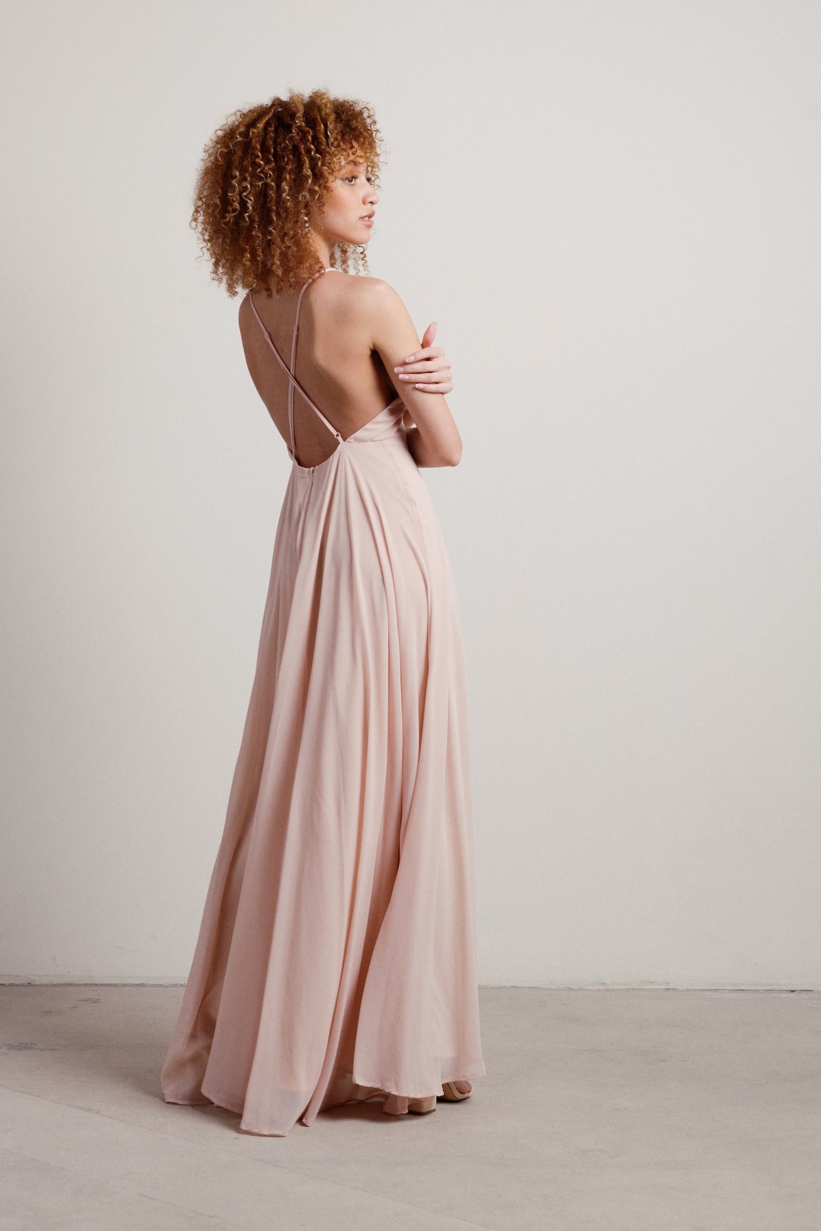 Pink Square Neck Dress - Blush X-Back Dress - Maxi Dress