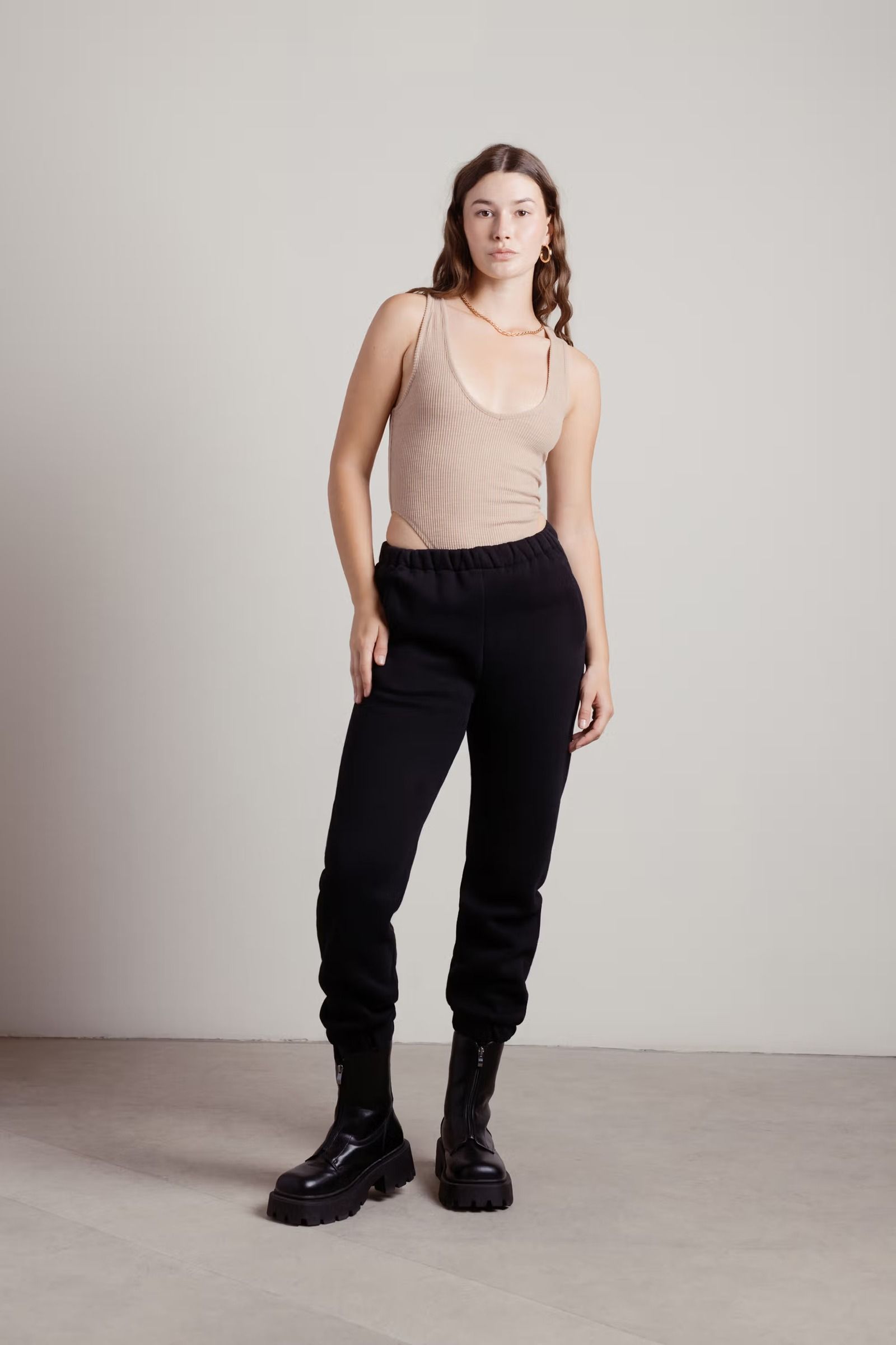 Black Bodysuit - High Side Cutout Bodysuit - Ribbed Ribbed Bodysuit