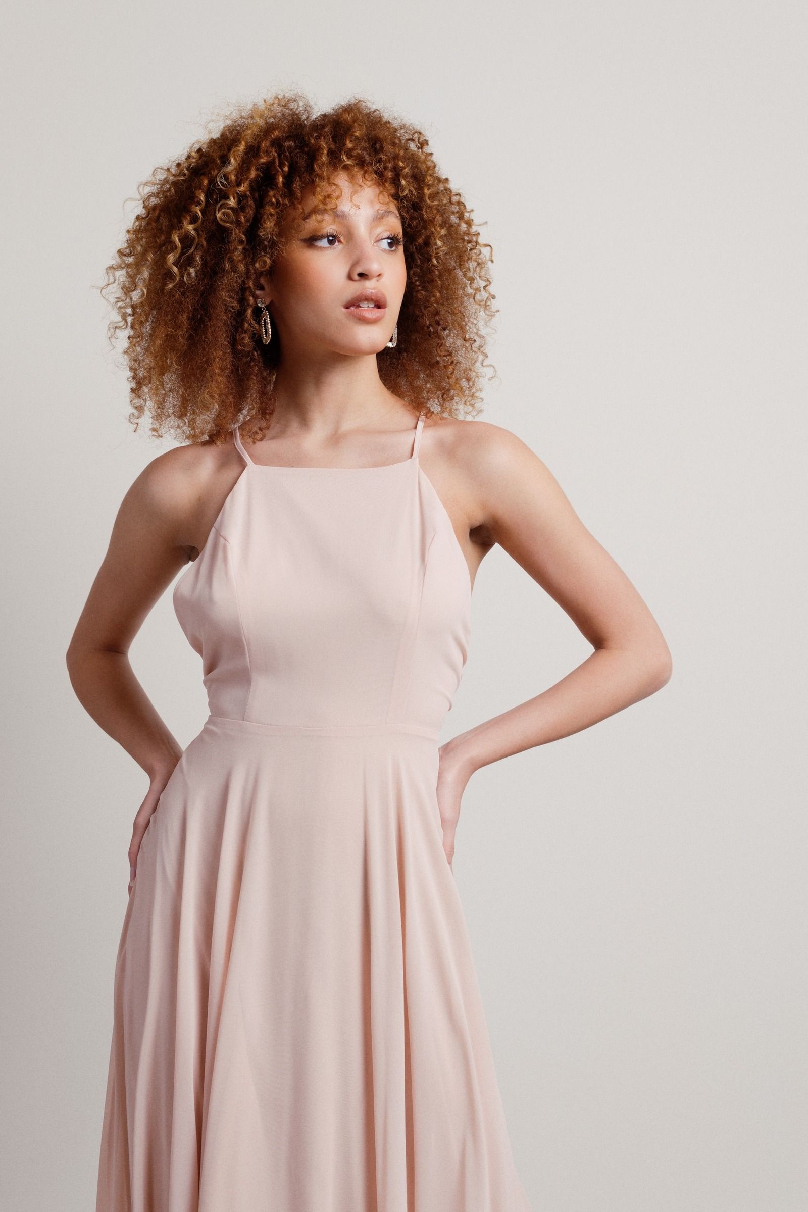Pink Square Neck Dress - Blush X-Back Dress - Maxi Dress