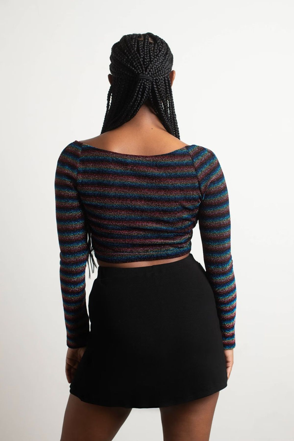 Rainbow Crop Top - Knit Crop Top - Crop Top With V-Neckline