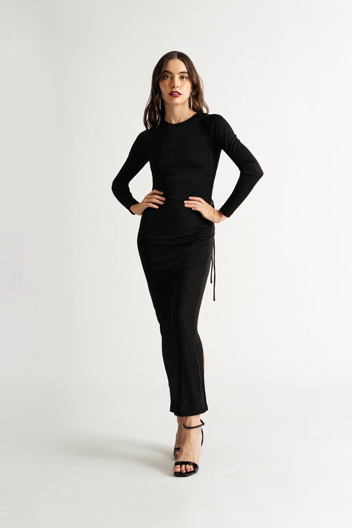 Stay The Night Lace Up Bodycon Maxi Dress - Black - $23 | Tobi US